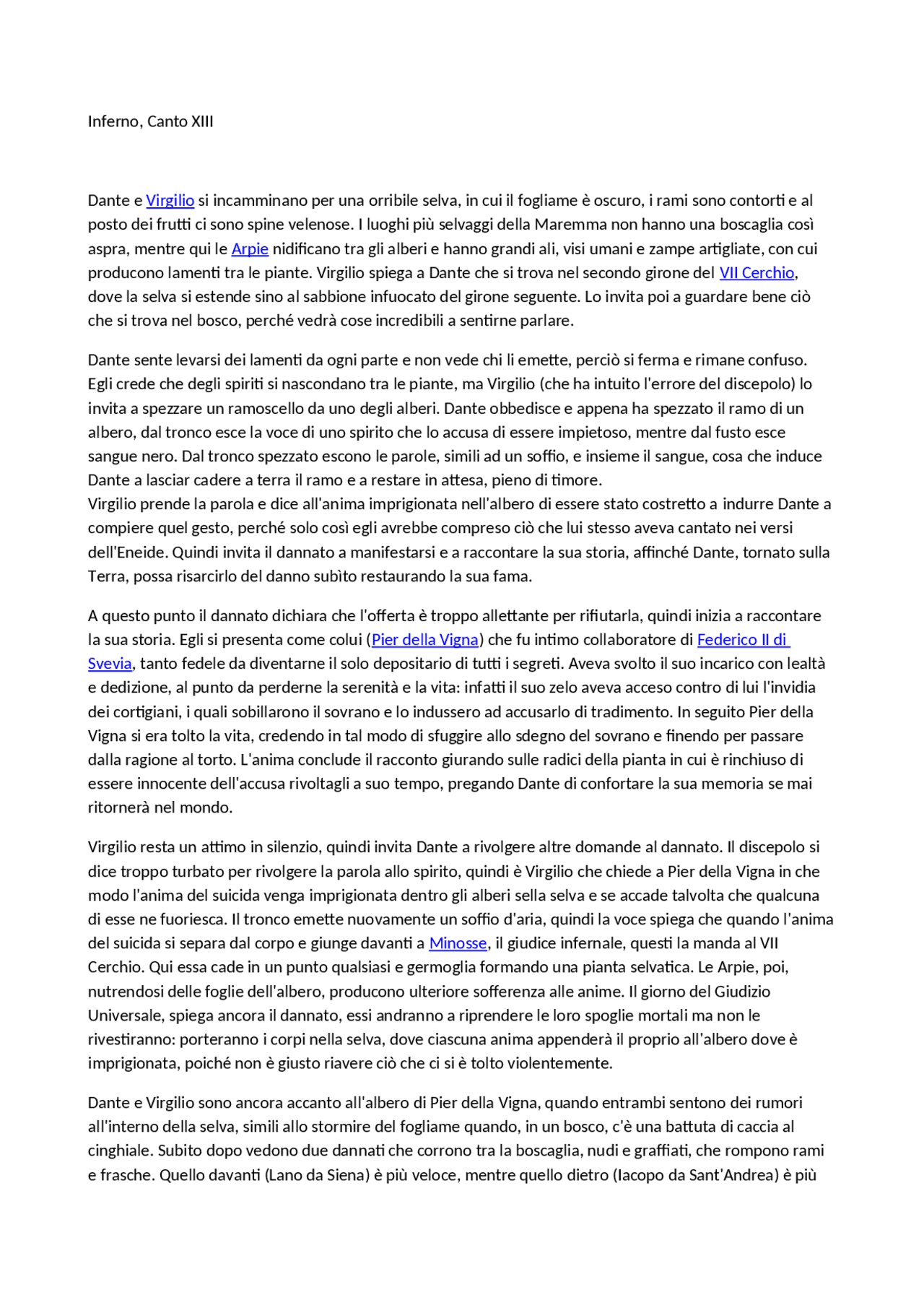Canto 13 inferno dantesco - Docsity