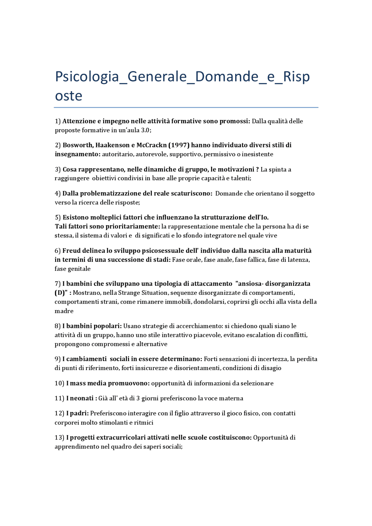 Psicologia Generale 24 Cfu Unipegaso Docsity