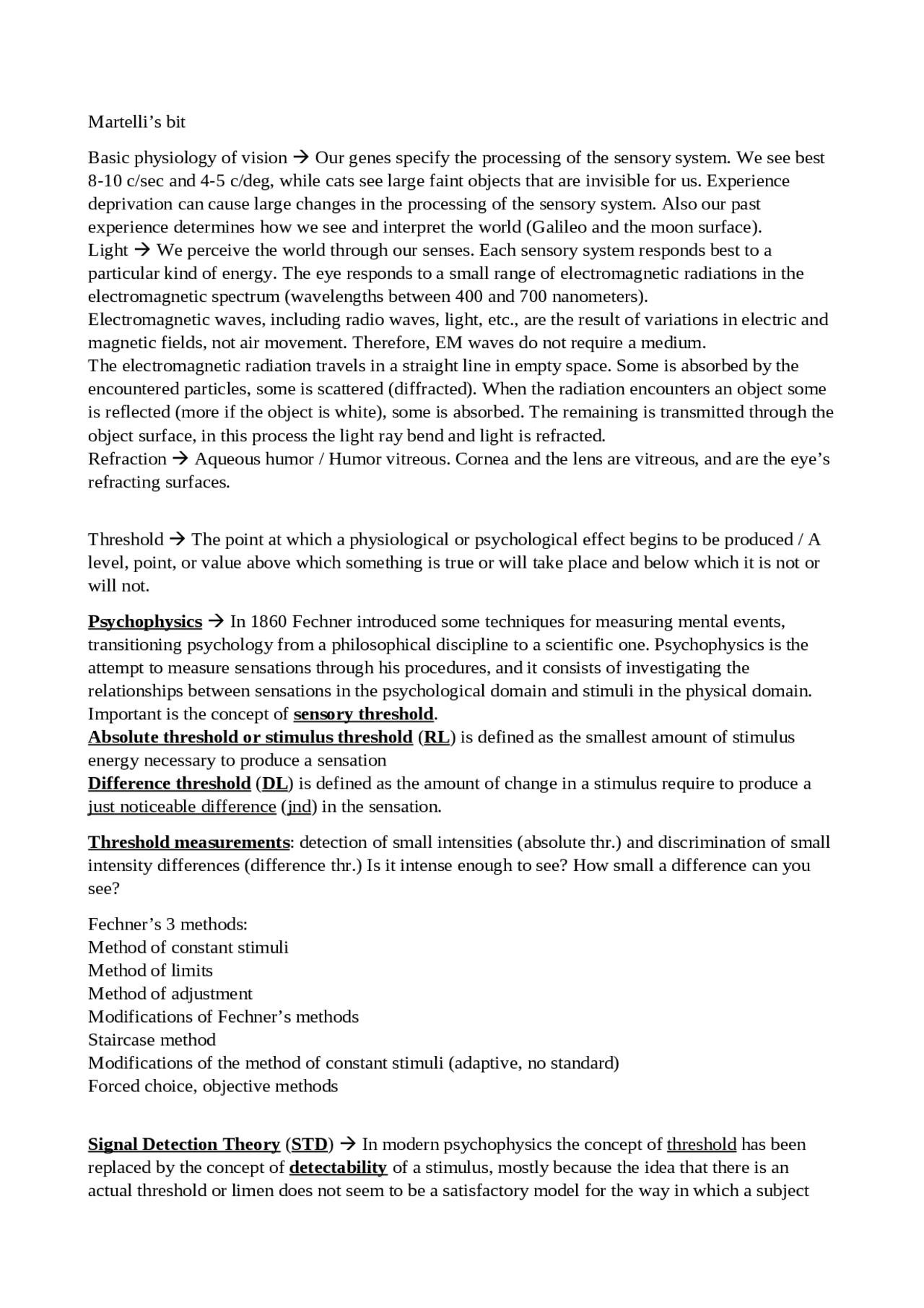 Perceptual And Cognitive Processing Docsity