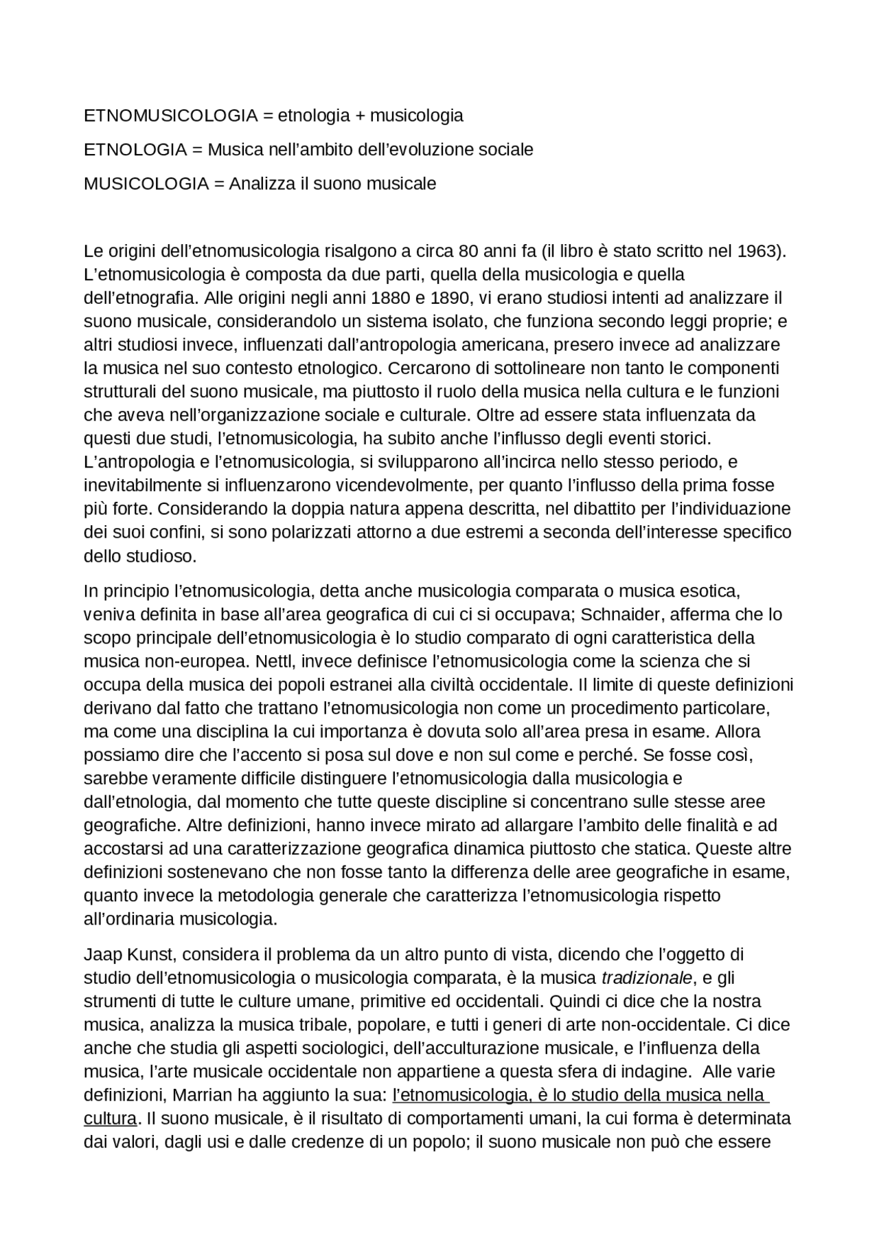 Riassunto Antropologia della musica ALAN MERRIAM - Docsity