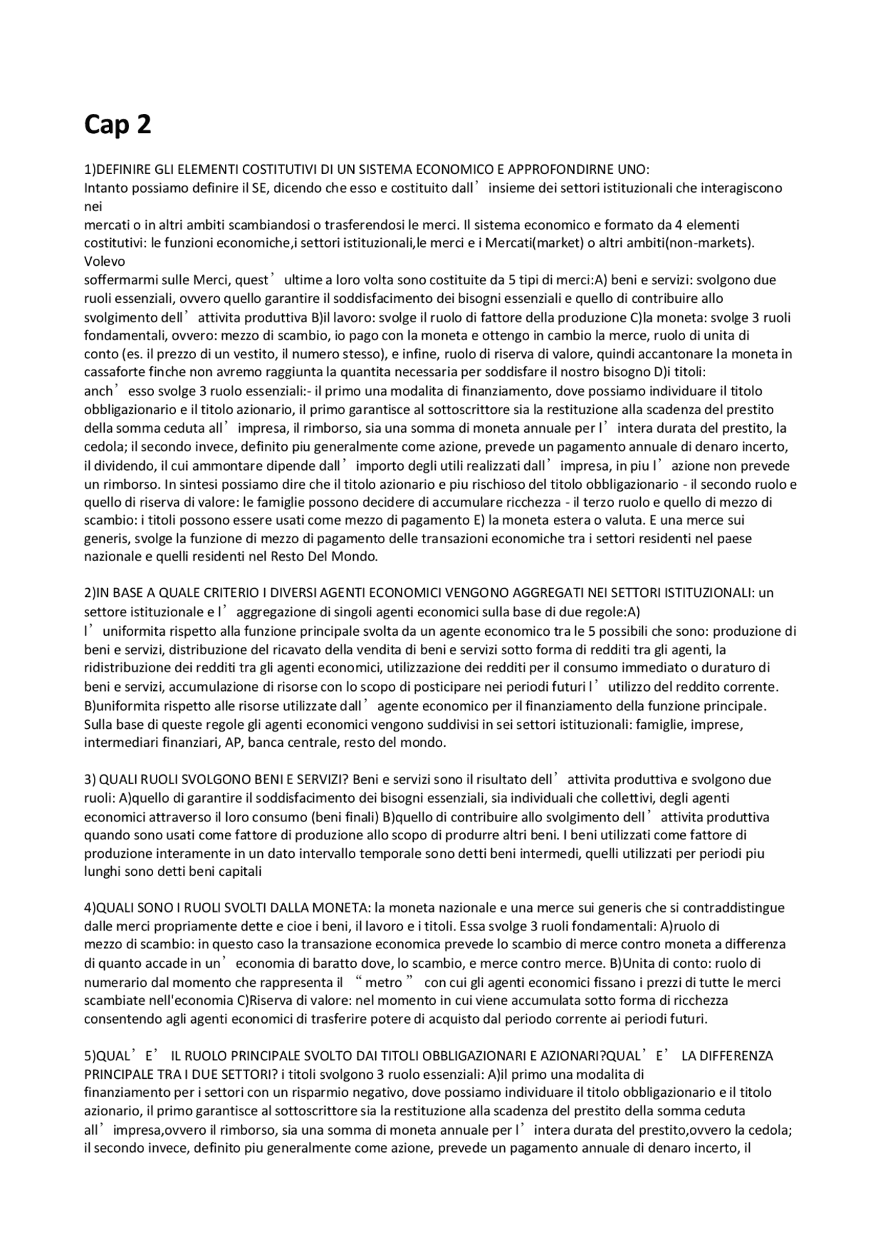 Appunti E Risposte Macroeconomia Docsity