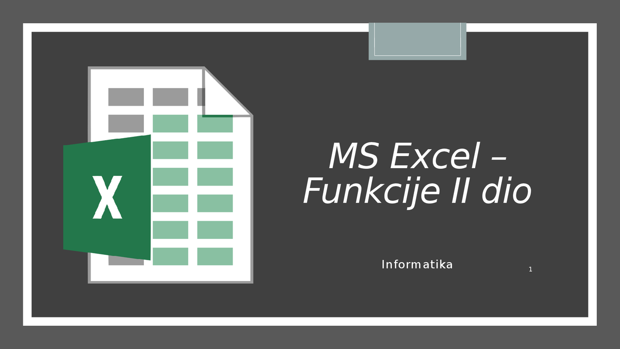 MS Office Excel - Funkcije | Slajdovi od Računarstvo i informatika | Docsity