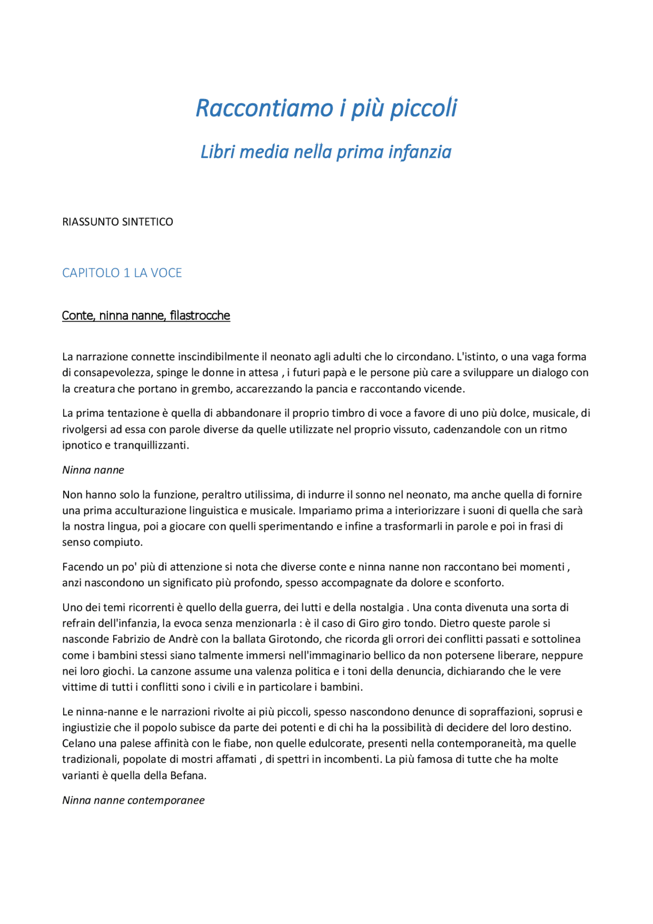 Raccontiamo Ai Più Piccoli Antoniazzi Docsity