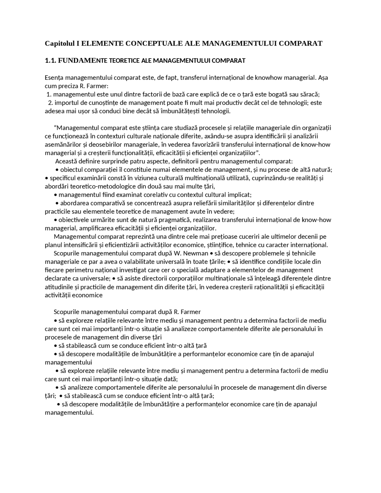 Management Comparat notes | Study notes Economics | Docsity