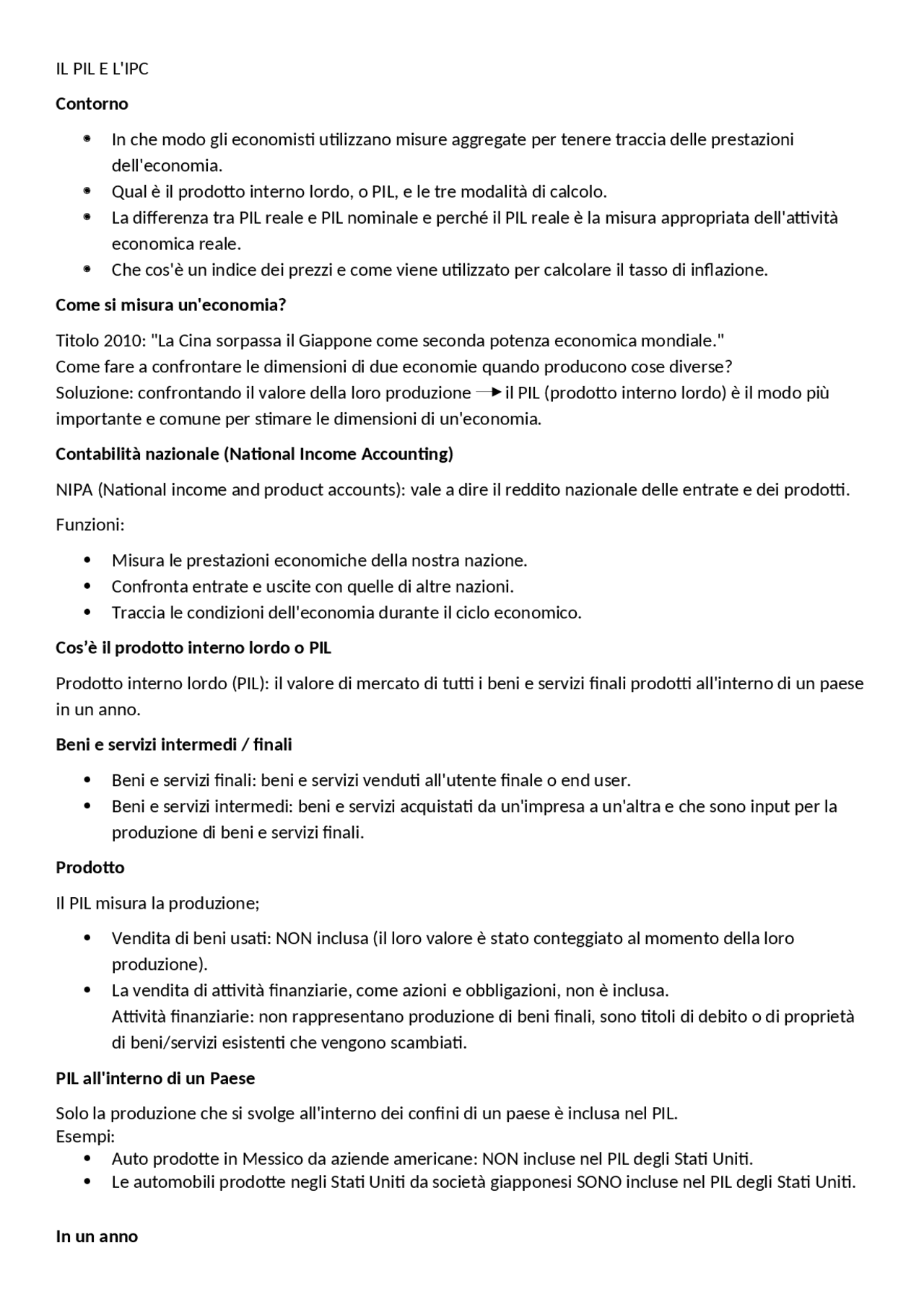 Macroeconomia Pil E Ipc Docsity