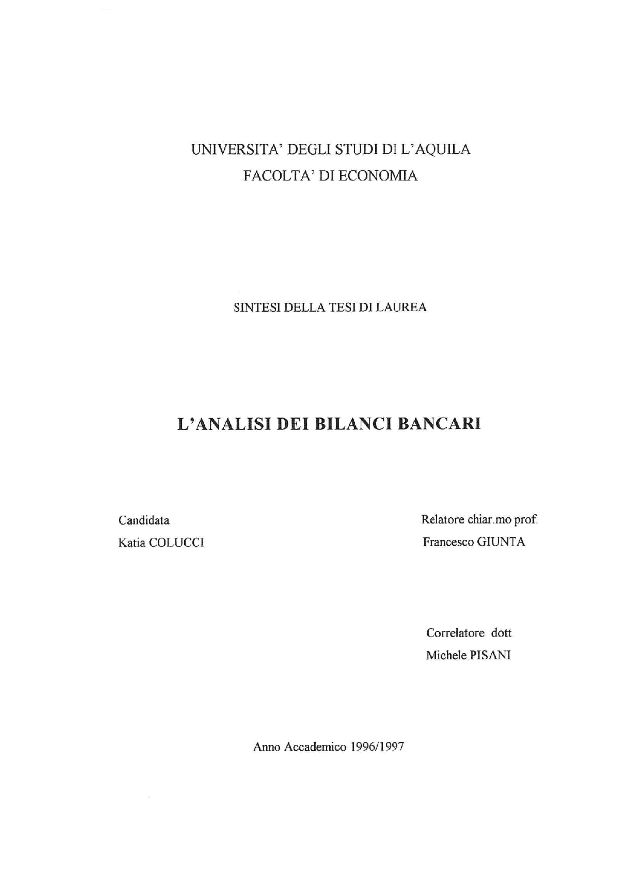 Lanalisi Dei Bilanci Bancari Docsity