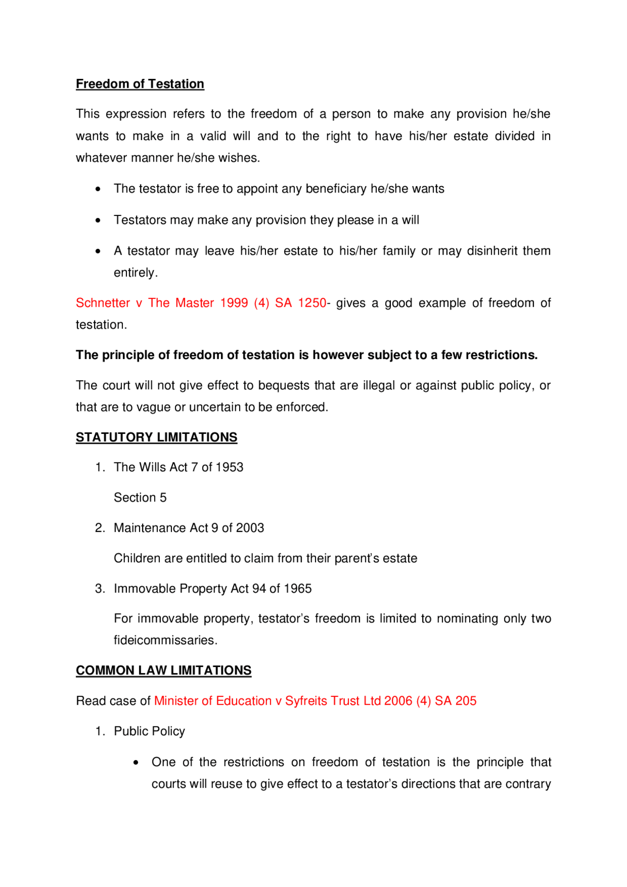 Law of Succession Notes | Study notes Law | Docsity