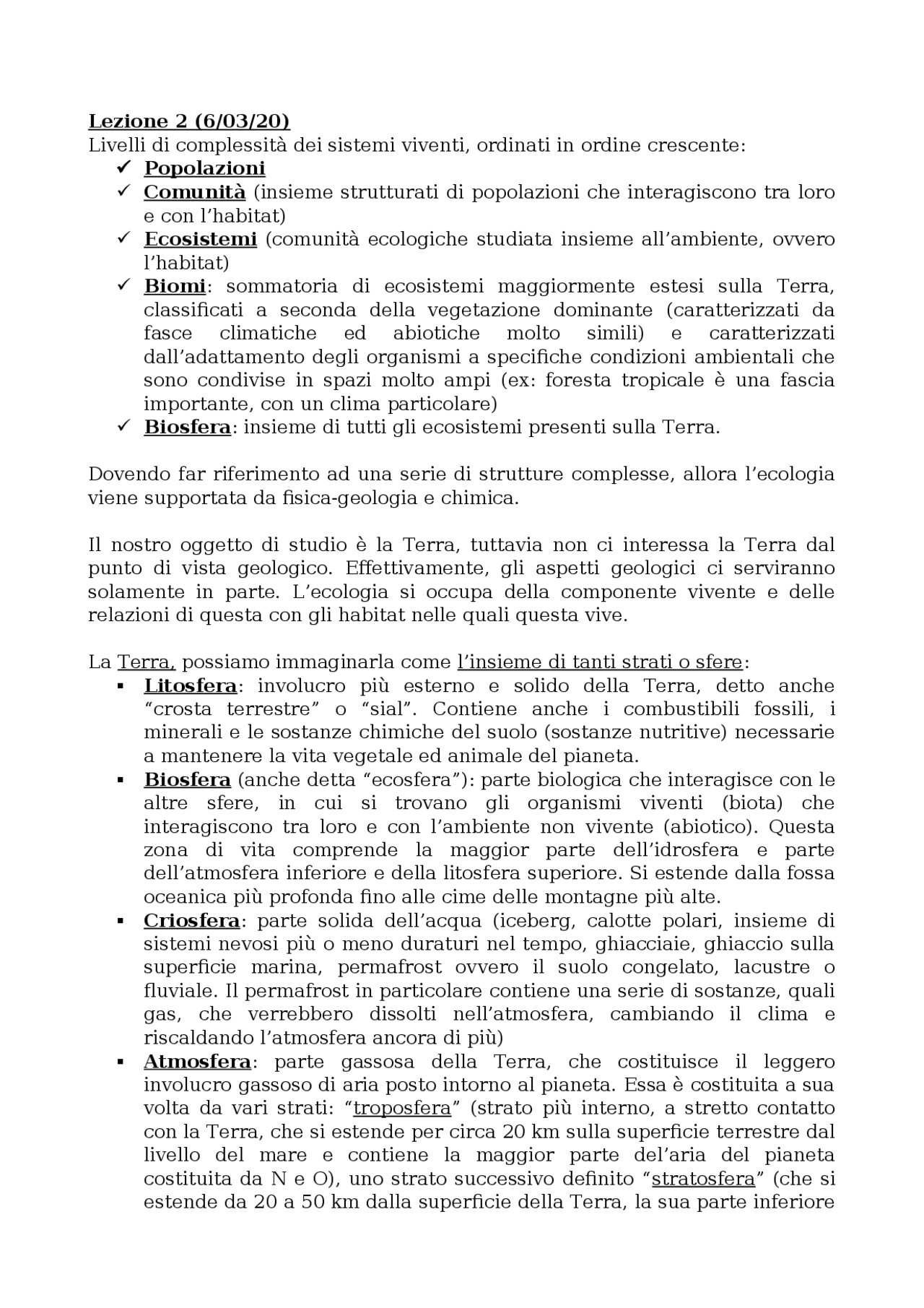 Ecologia Seconda Lezione Docsity