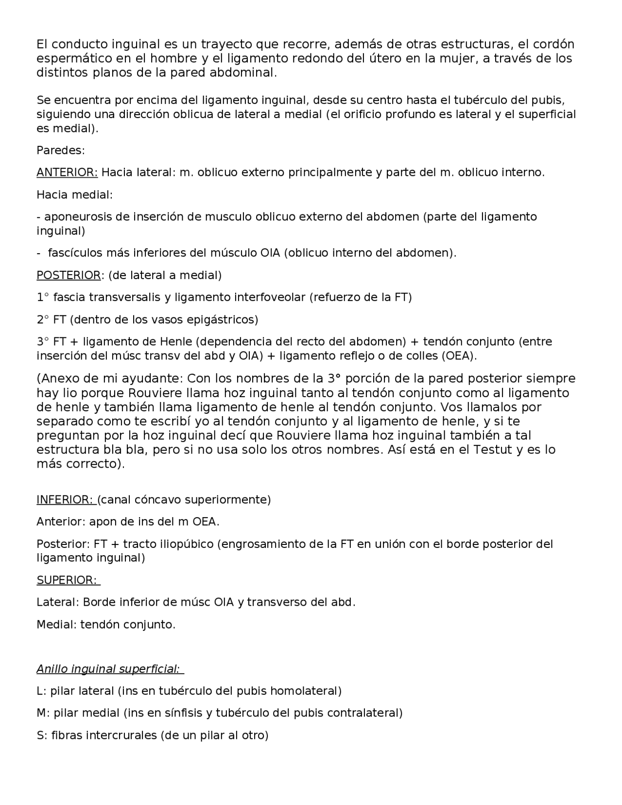Conducto inguinal - anatomía - Docsity