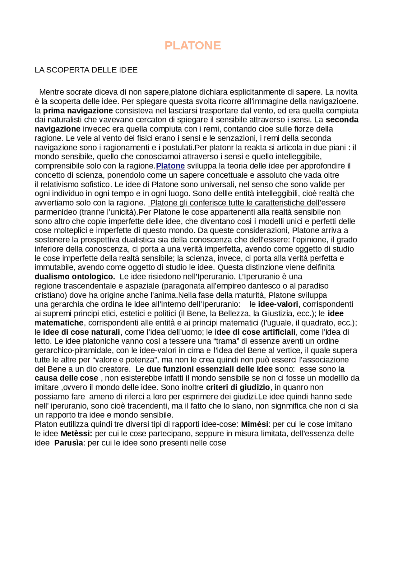 Platone Riassunti Docsity
