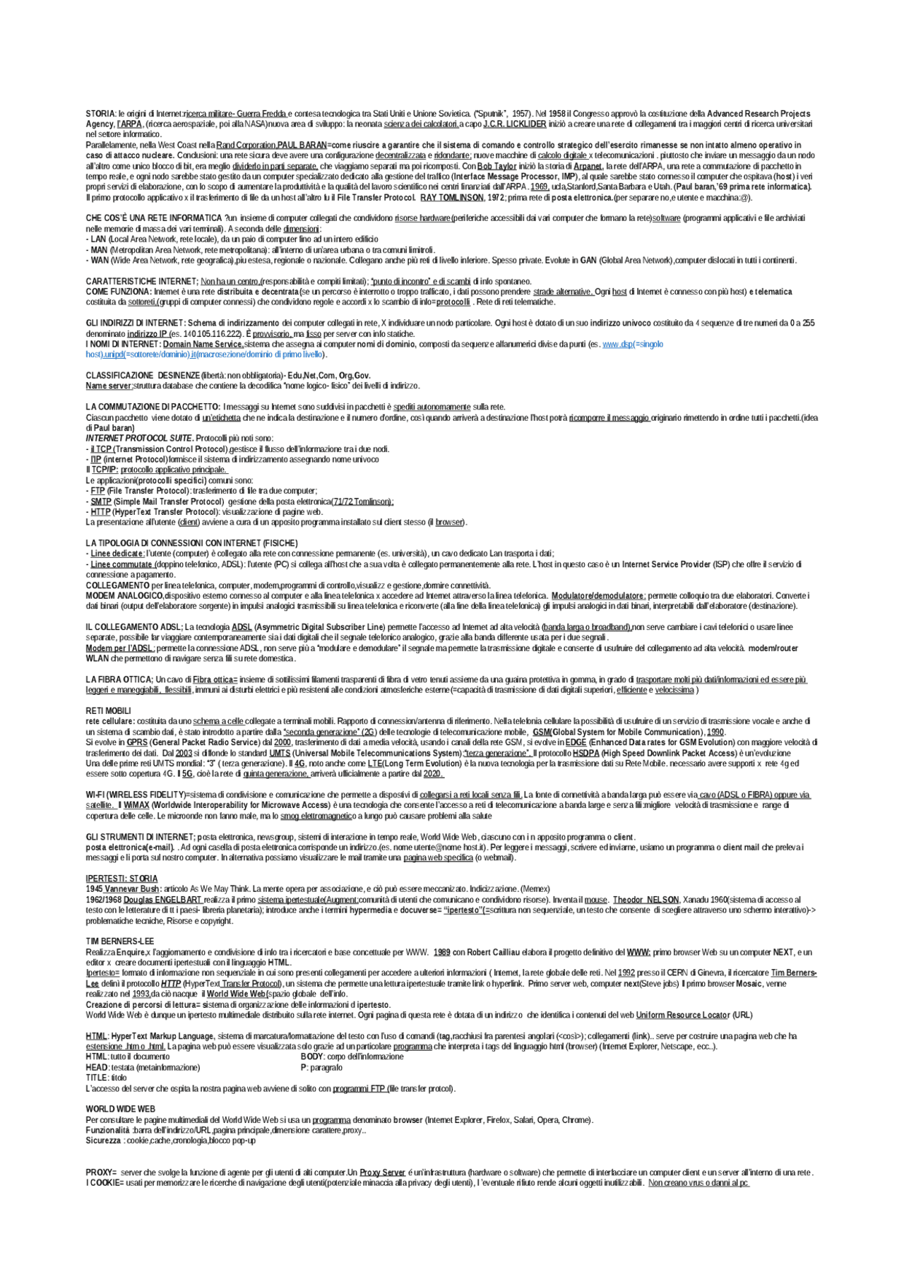 Internet e reti. informatica - Docsity