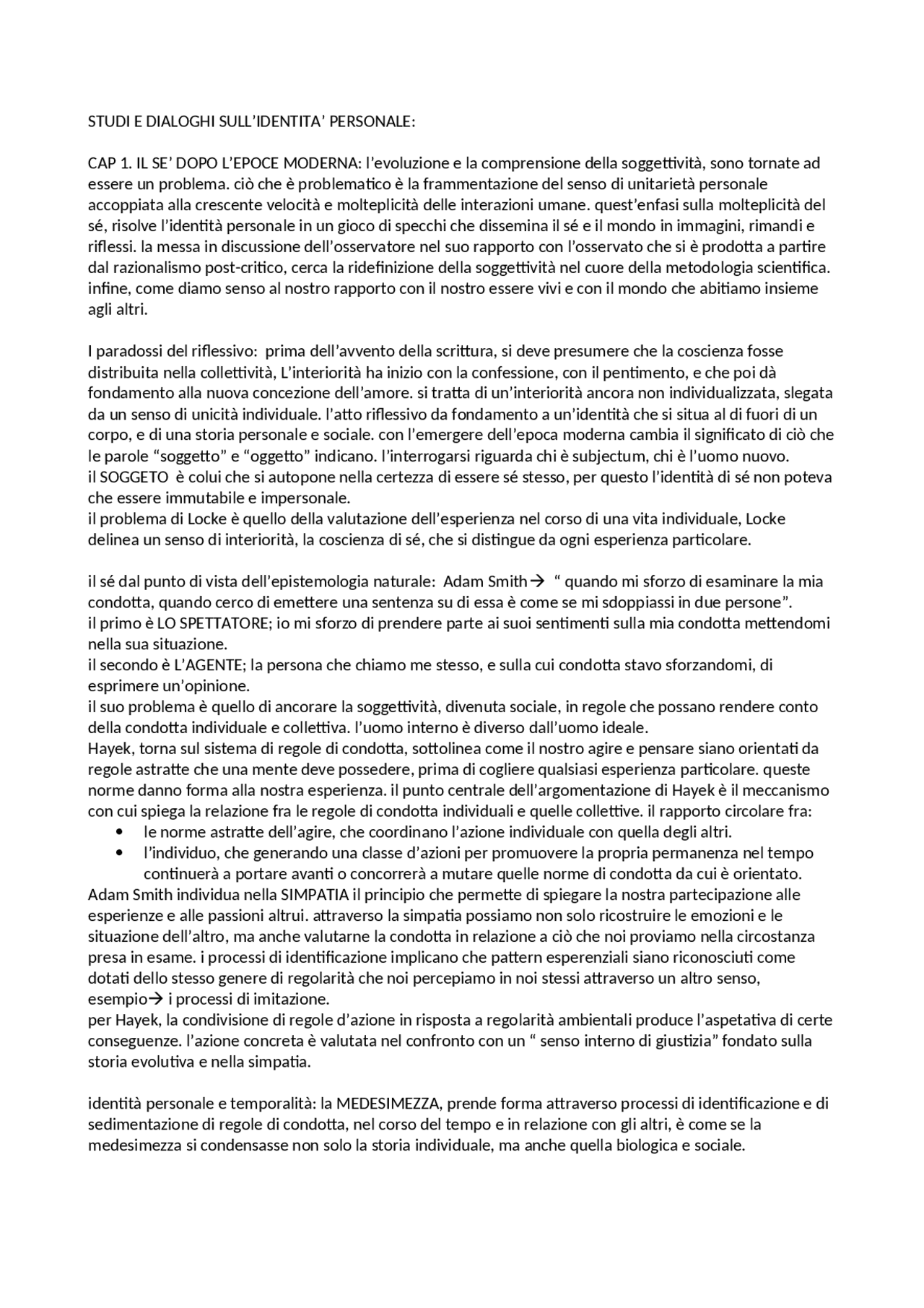 Studi e dialoghi per l'identità personale - Docsity