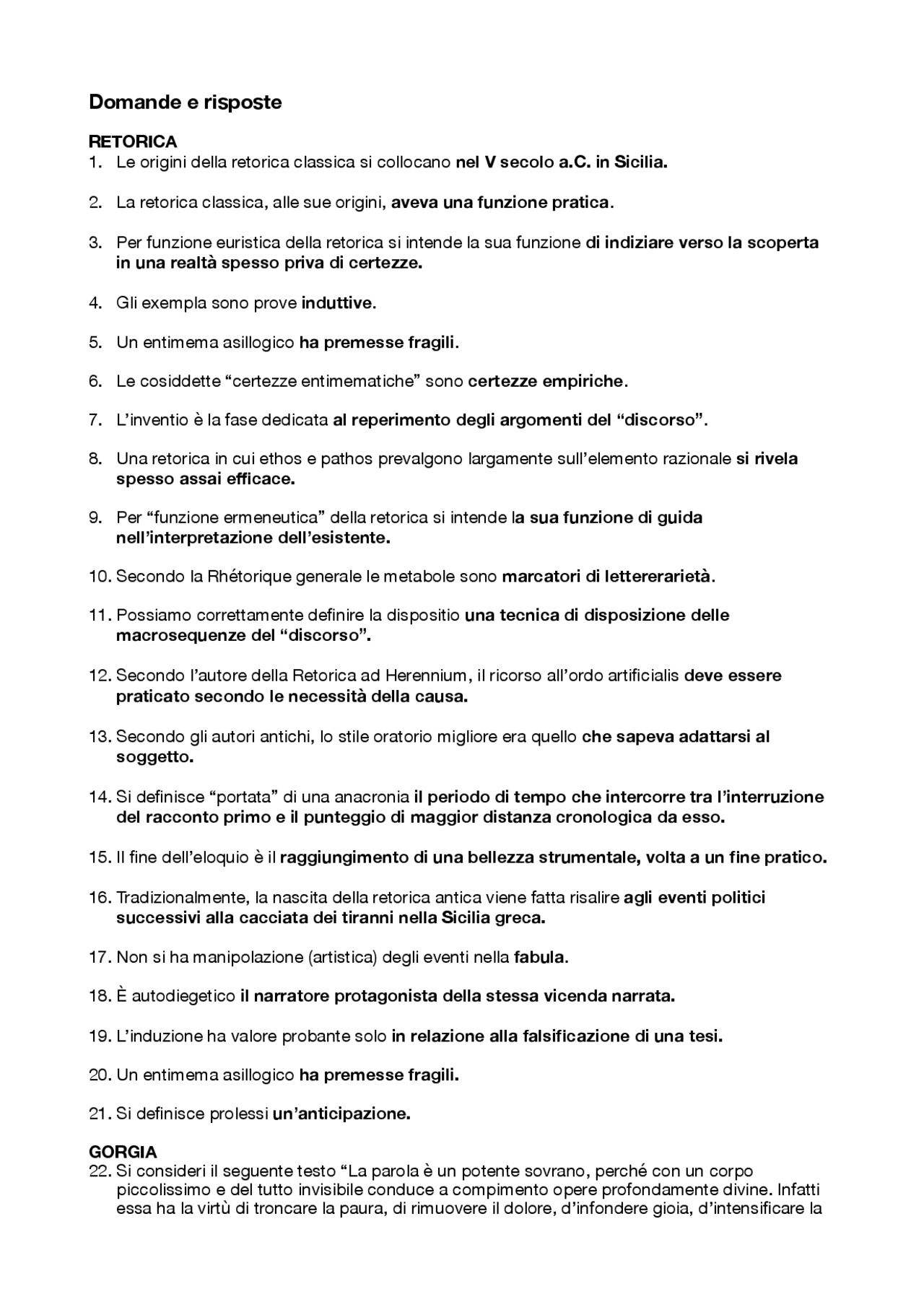 Domande Test Cultura Classica E Comunicazione Aa 1920 Docsity