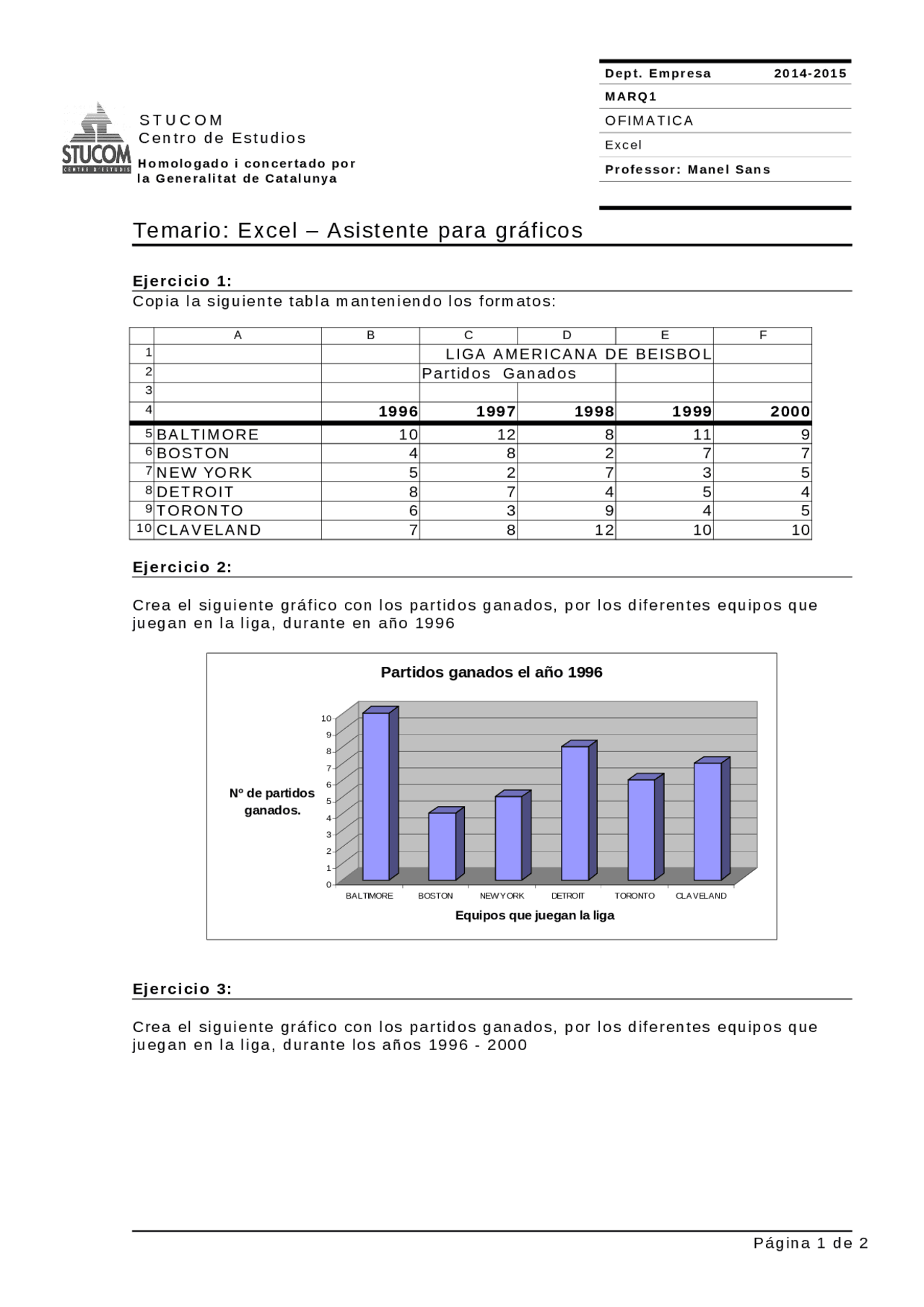 Practica Hoja De Calculo Excel Docsity