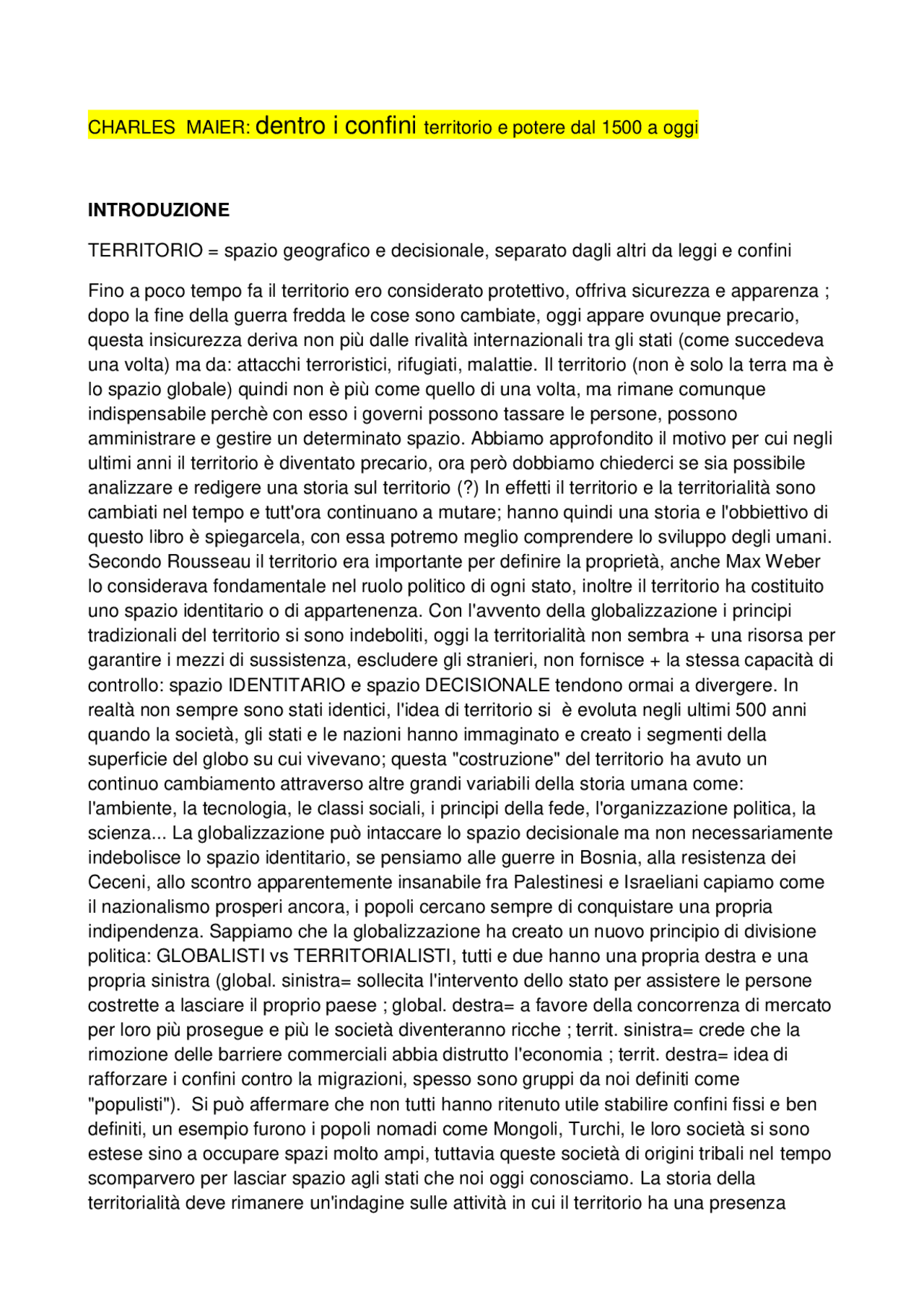 Dentro I Confini Charles Maier Docsity