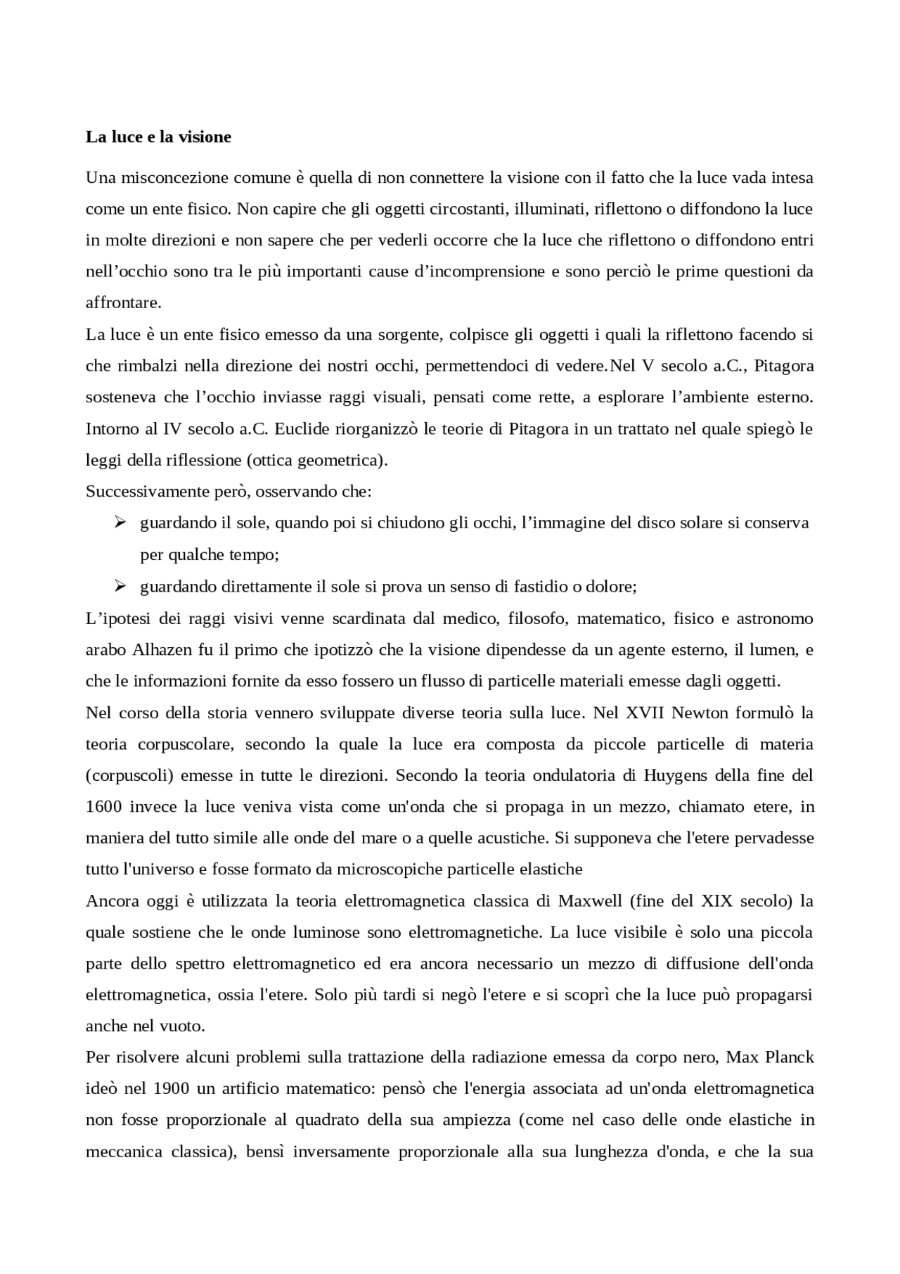 Luce E Visione Fisica Docsity