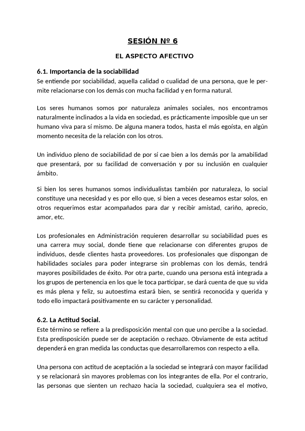 Desarrollo de la Personalidad - El Aspecto Afectivo (WORD) - Docsity