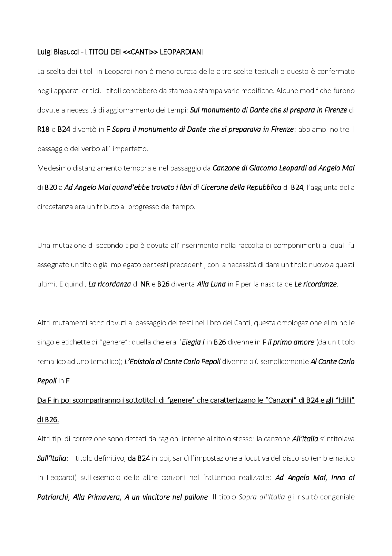 Blasucci Titoli Dei Canti Docsity