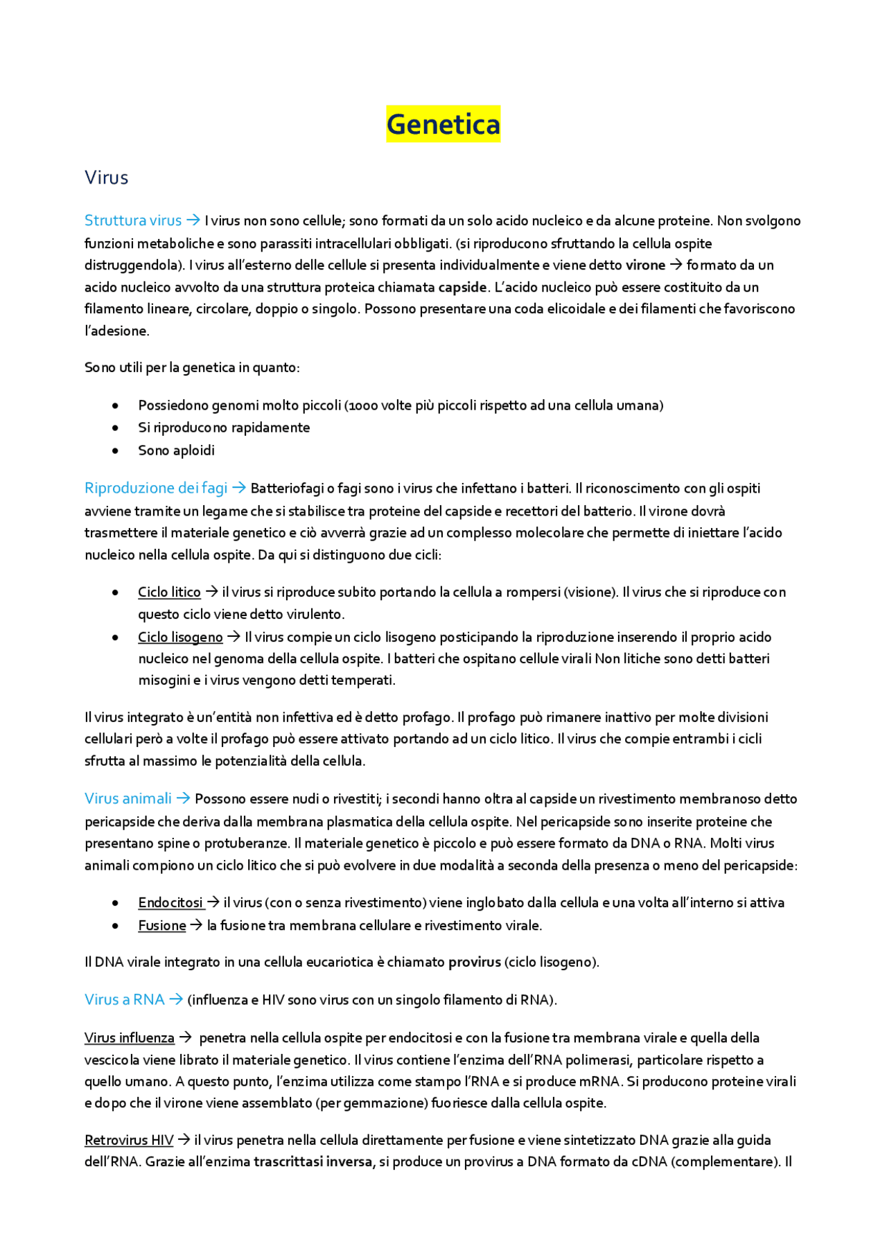 Genetica E Biotecnologie Docsity