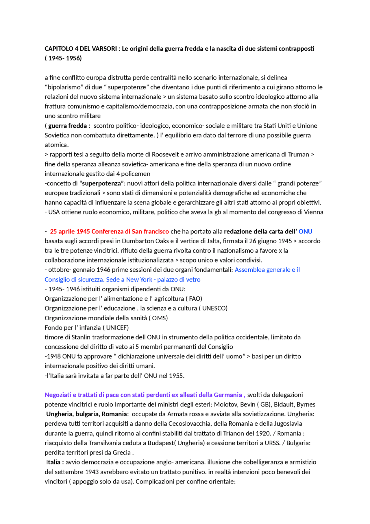 Riassunto Storia Varsori Docsity