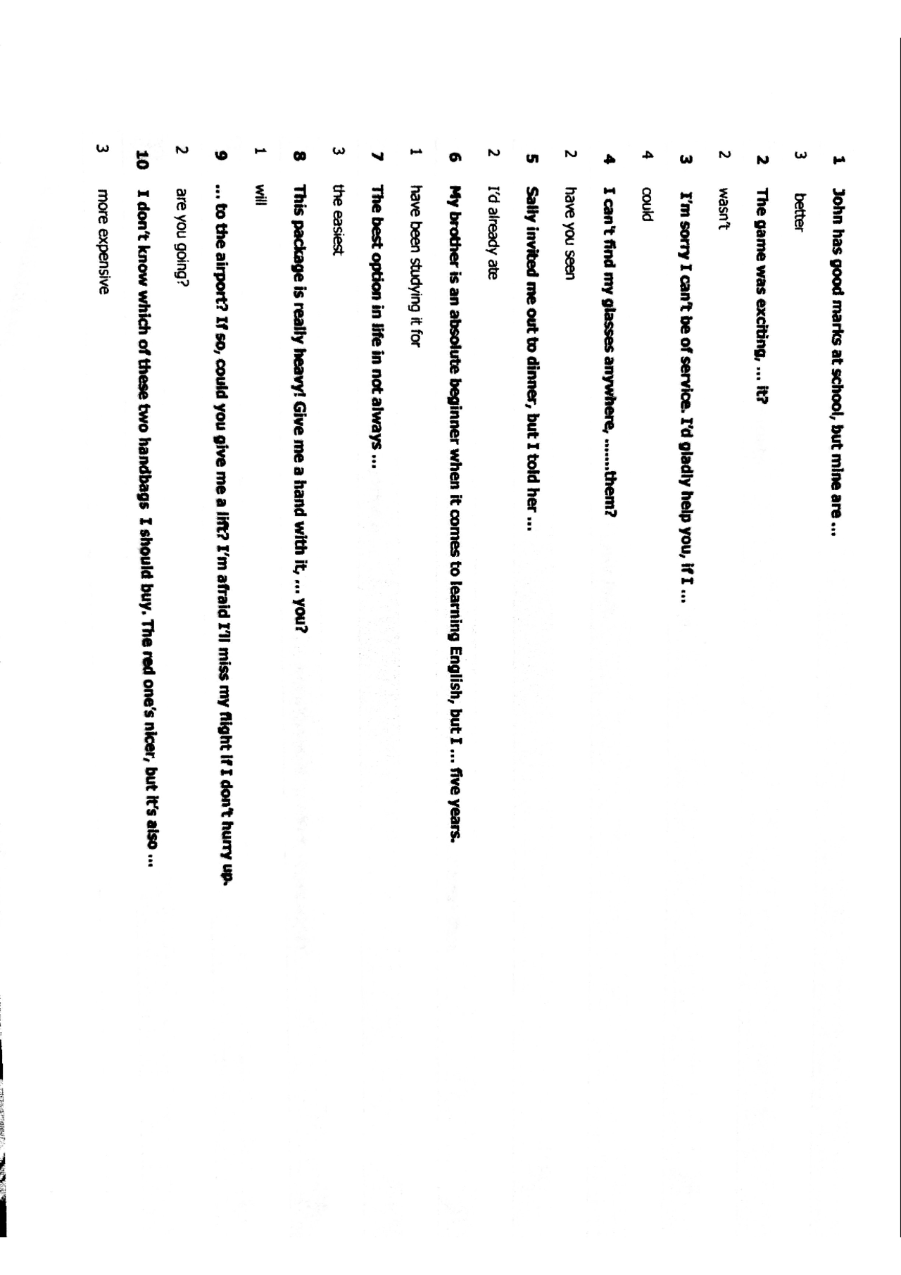 Test Autovalutazione Inglese 2 Docsity