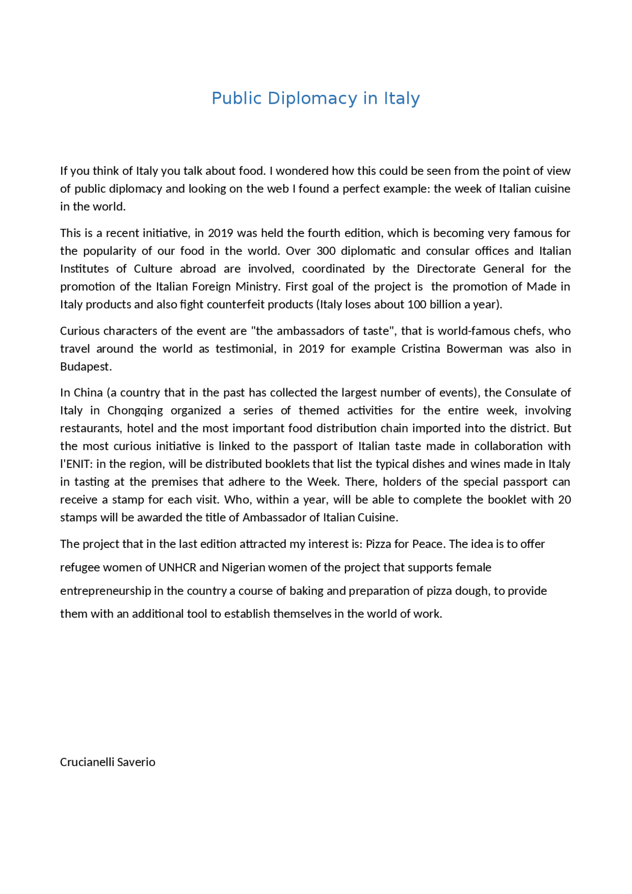 Public diplomacy italy example - Docsity