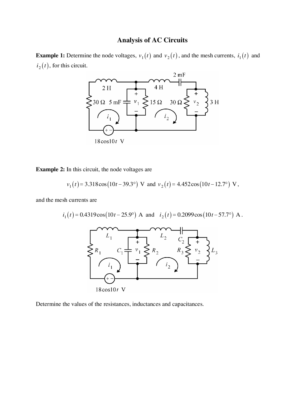 Circuits analysis for ac and dc | Assignments Electrical Circuit Analysis | Docsity