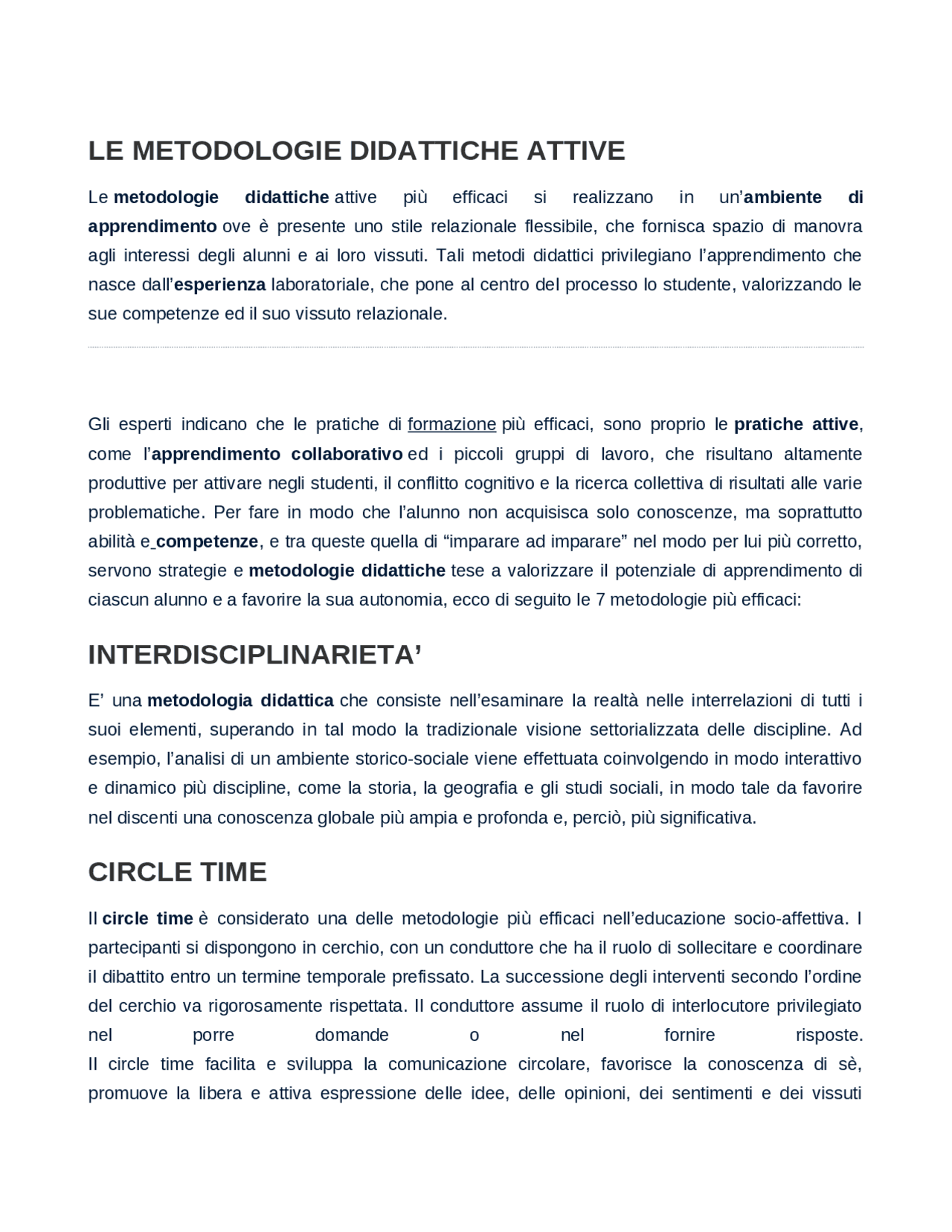 Metodologie Didattiche Docsity