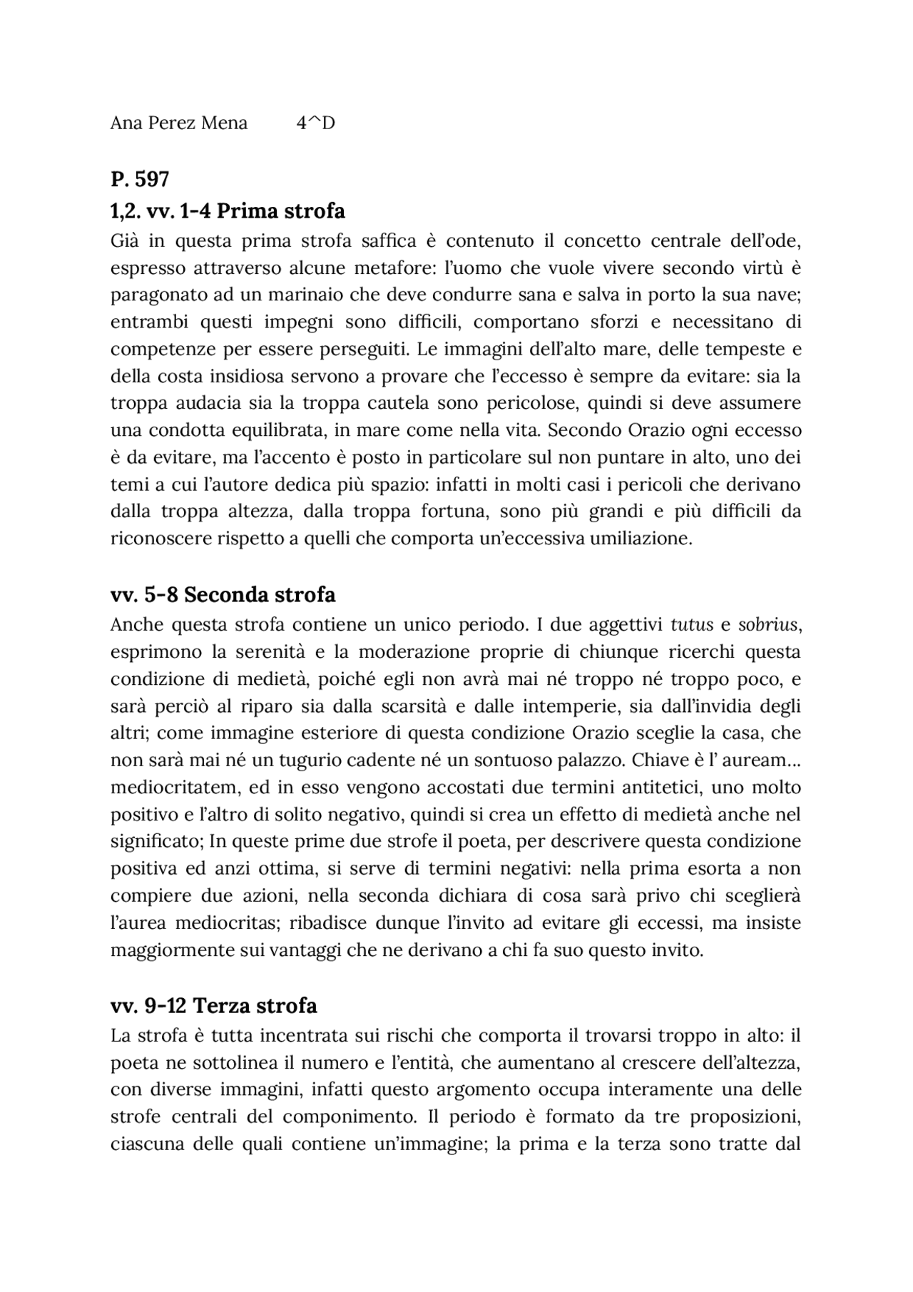 L'Aurea mediocritas latina - Docsity