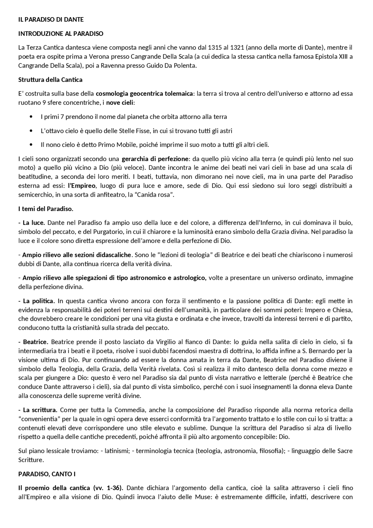 Riassunti Canti Paradiso Di Dante Docsity