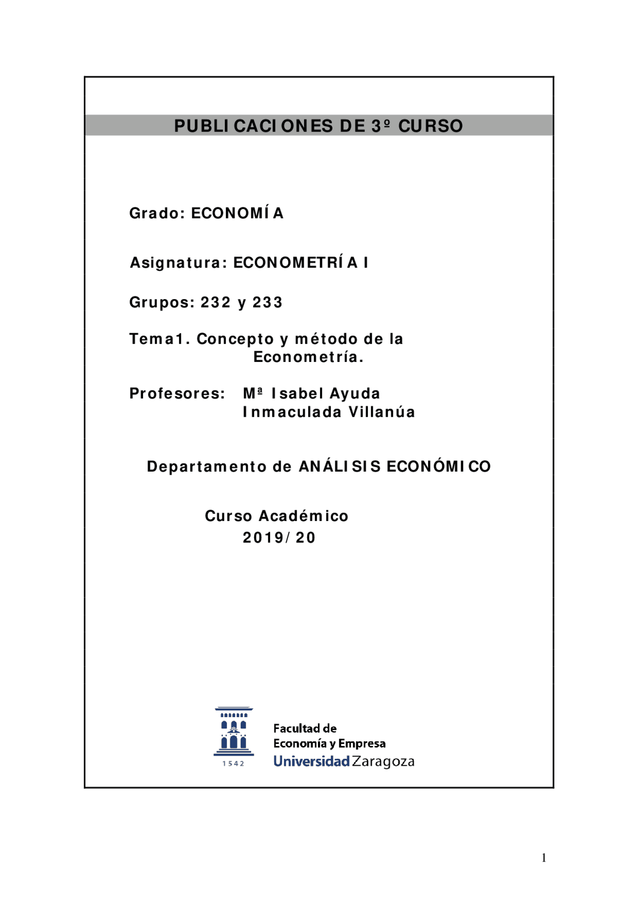 Tema 1 De EconometrÍa Docsity