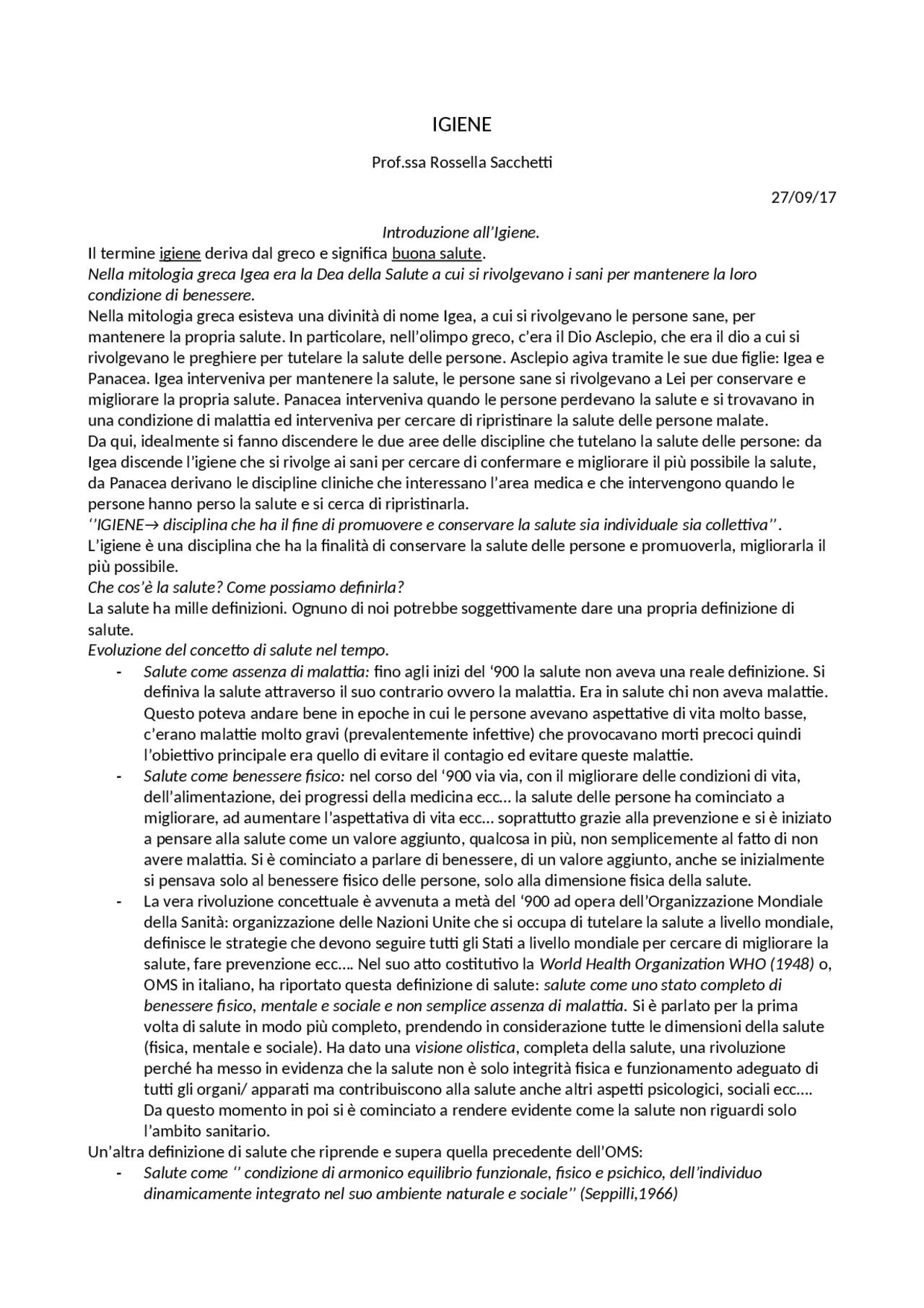 Igiene Esame Orale Docsity