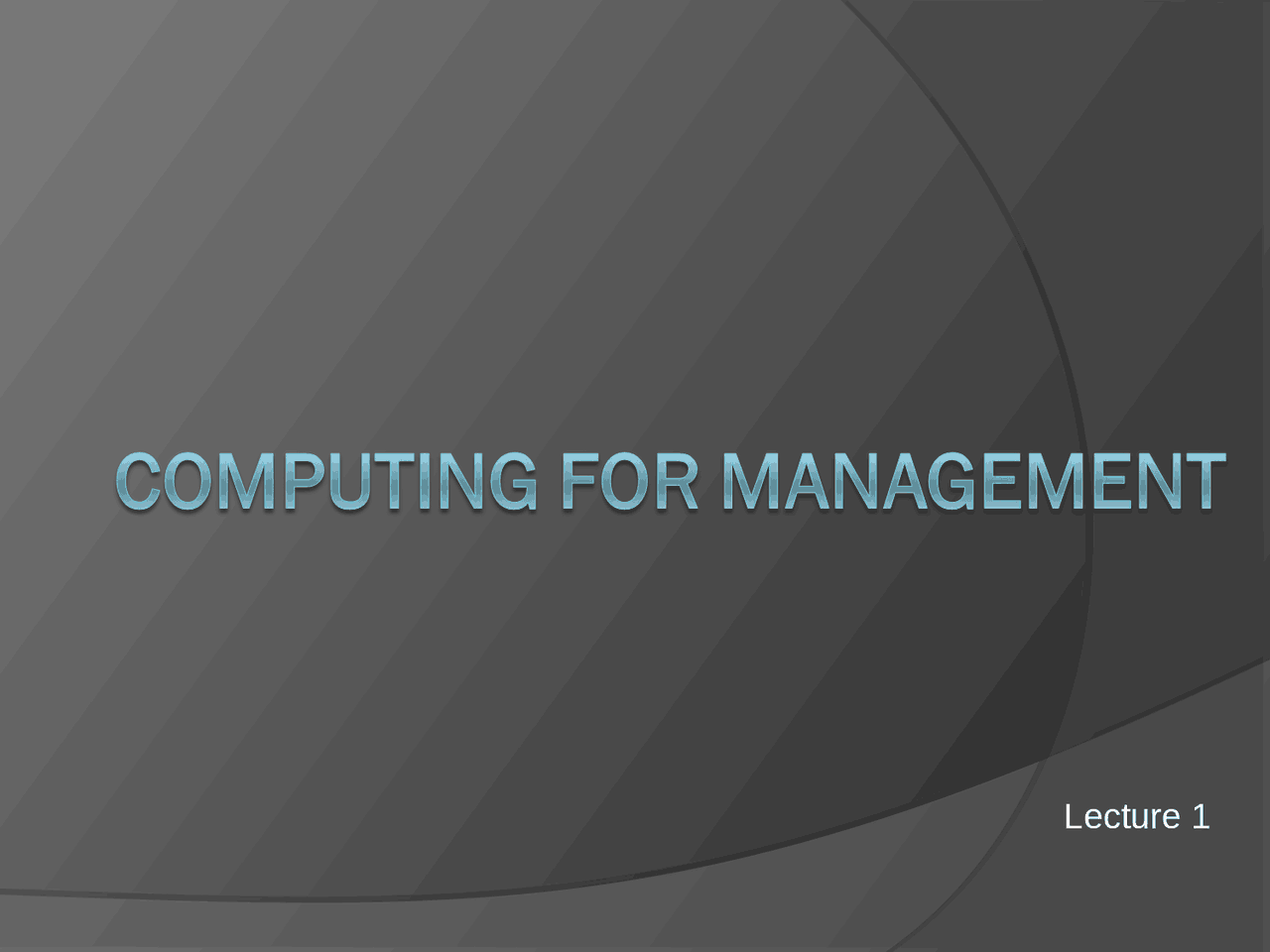 Computing For Management Docsity