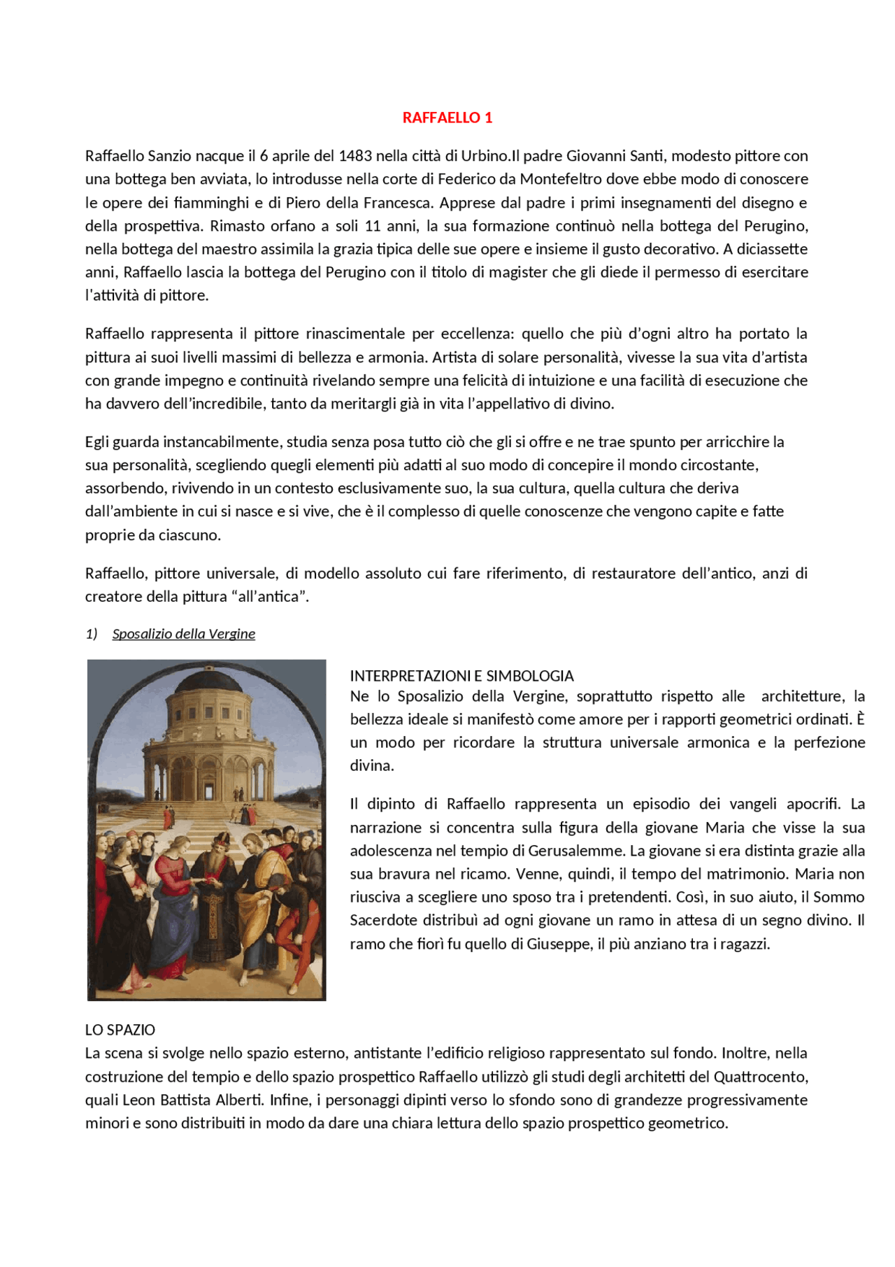 Raffaello Sanzio Docsity