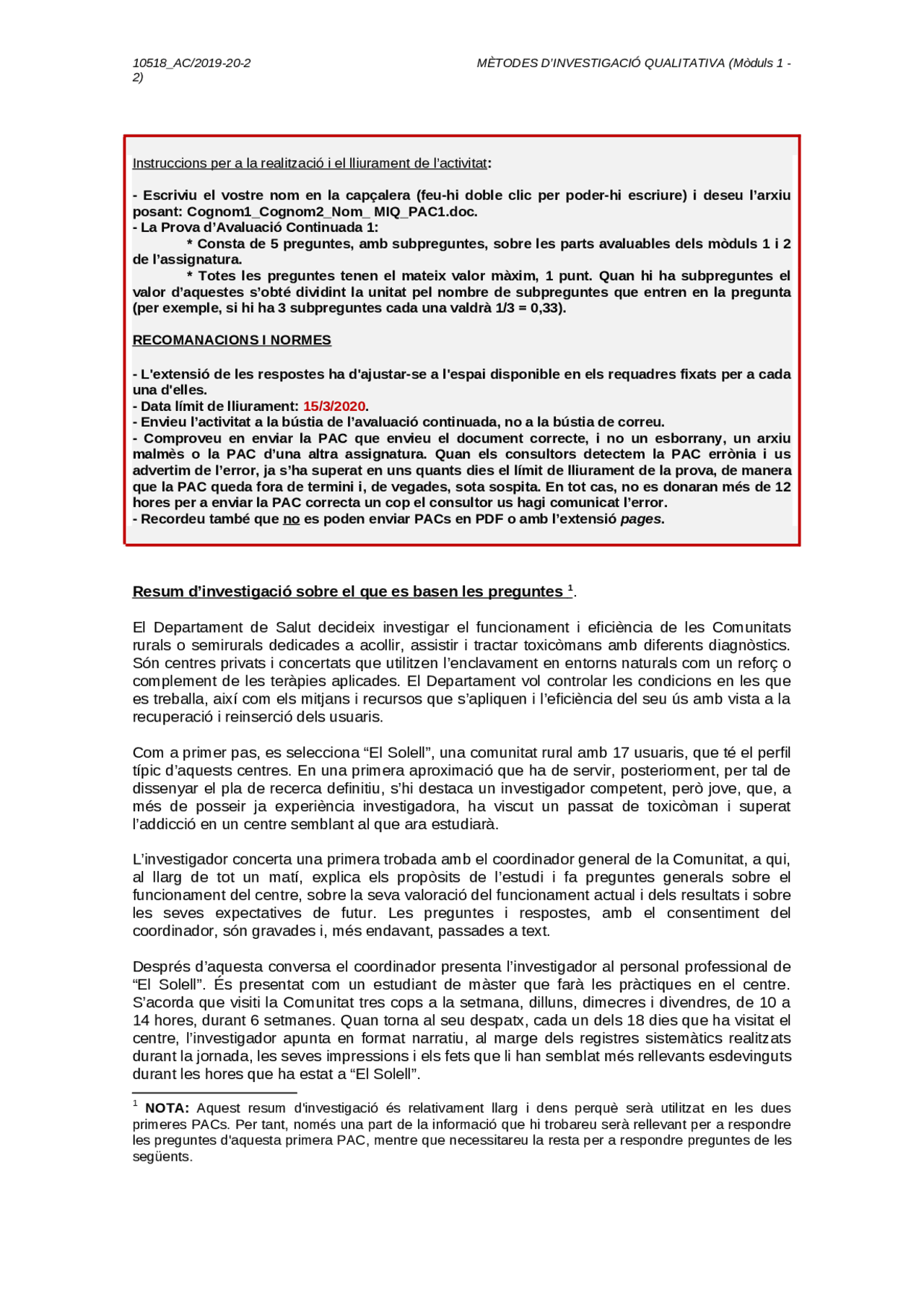 Metodes D Investigació Qualitativa Pac 1uoc Docsity