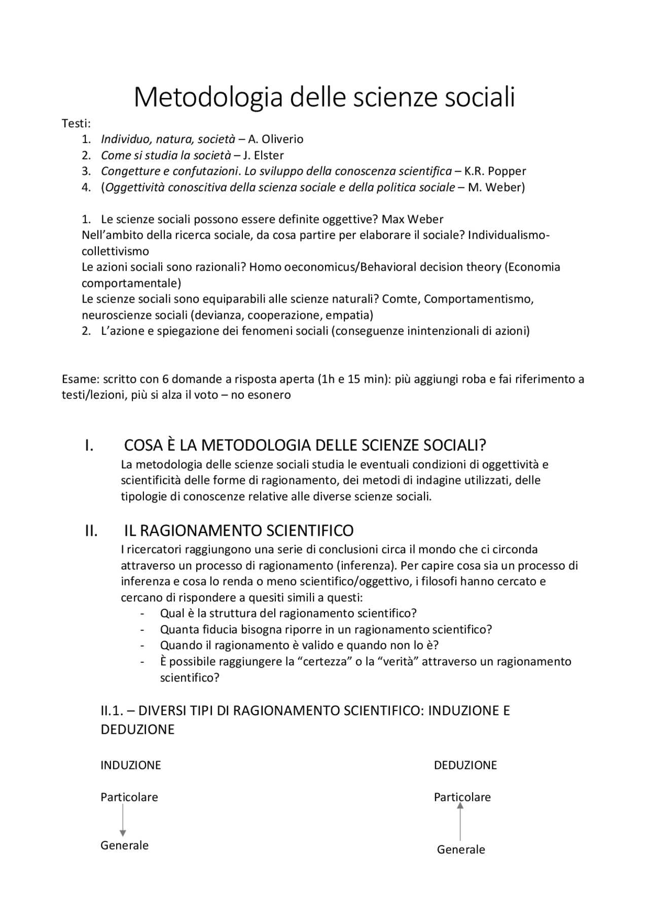 Appunti Metodologia Delle Scienze Sociali Docsity