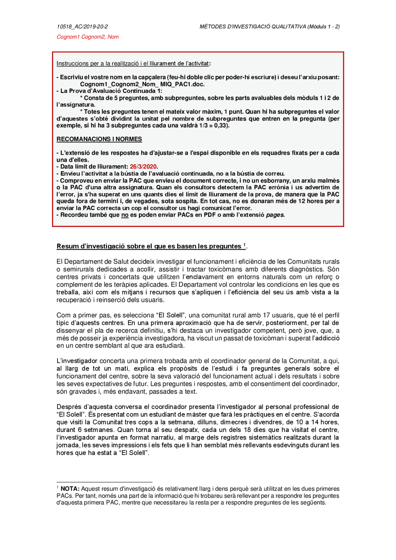 Mètodes D Investigació Uoc 2020 Docsity