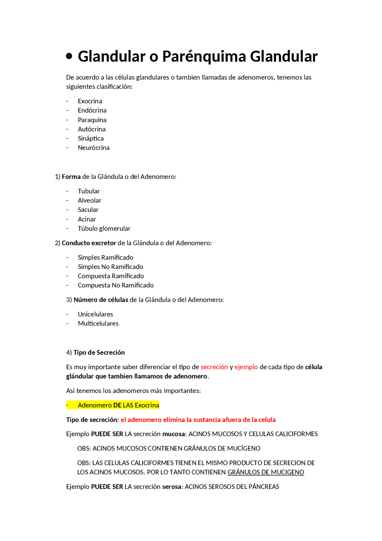 Glandular O Parénquima Glandular Docsity