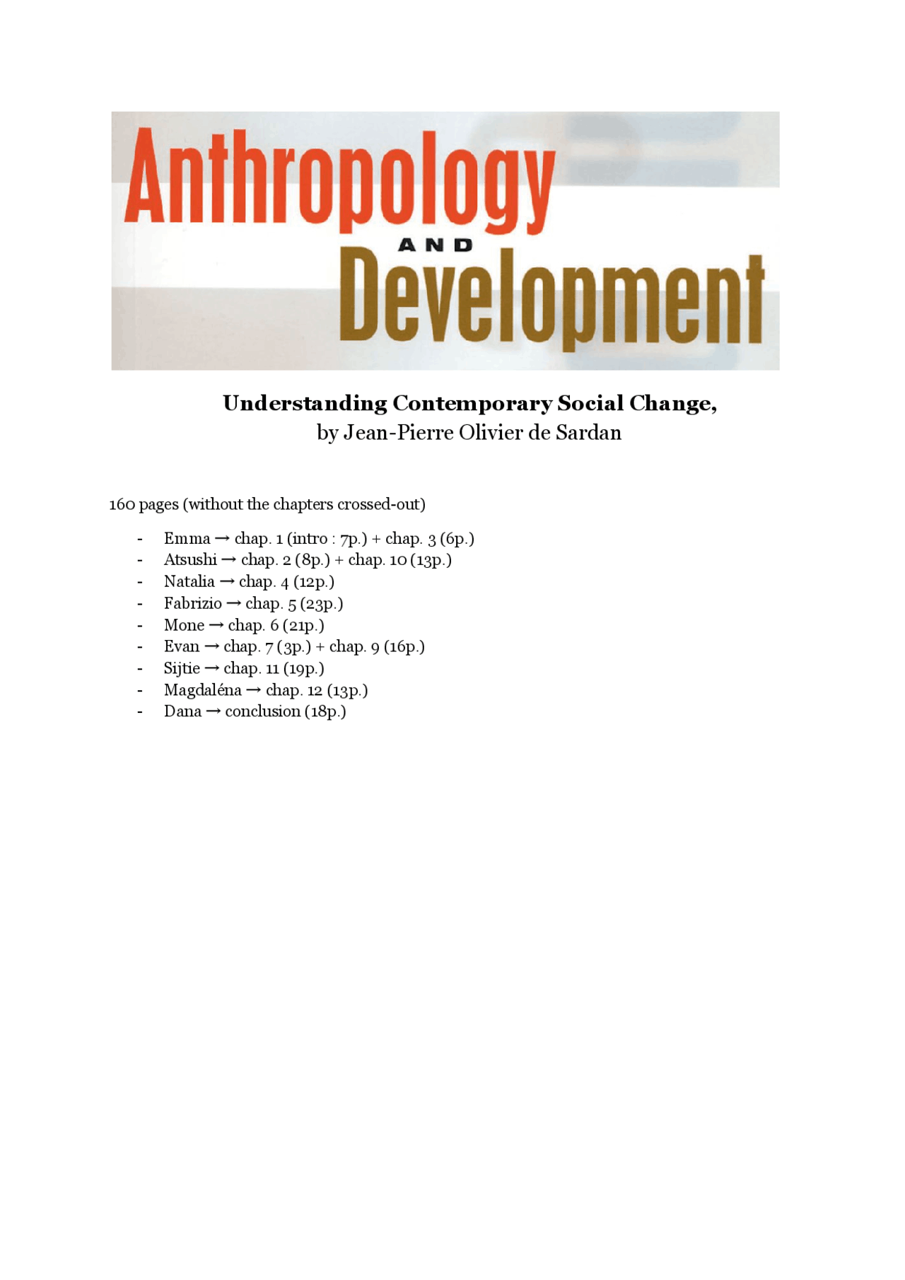 Sintesi Development And Anthropology Docsity