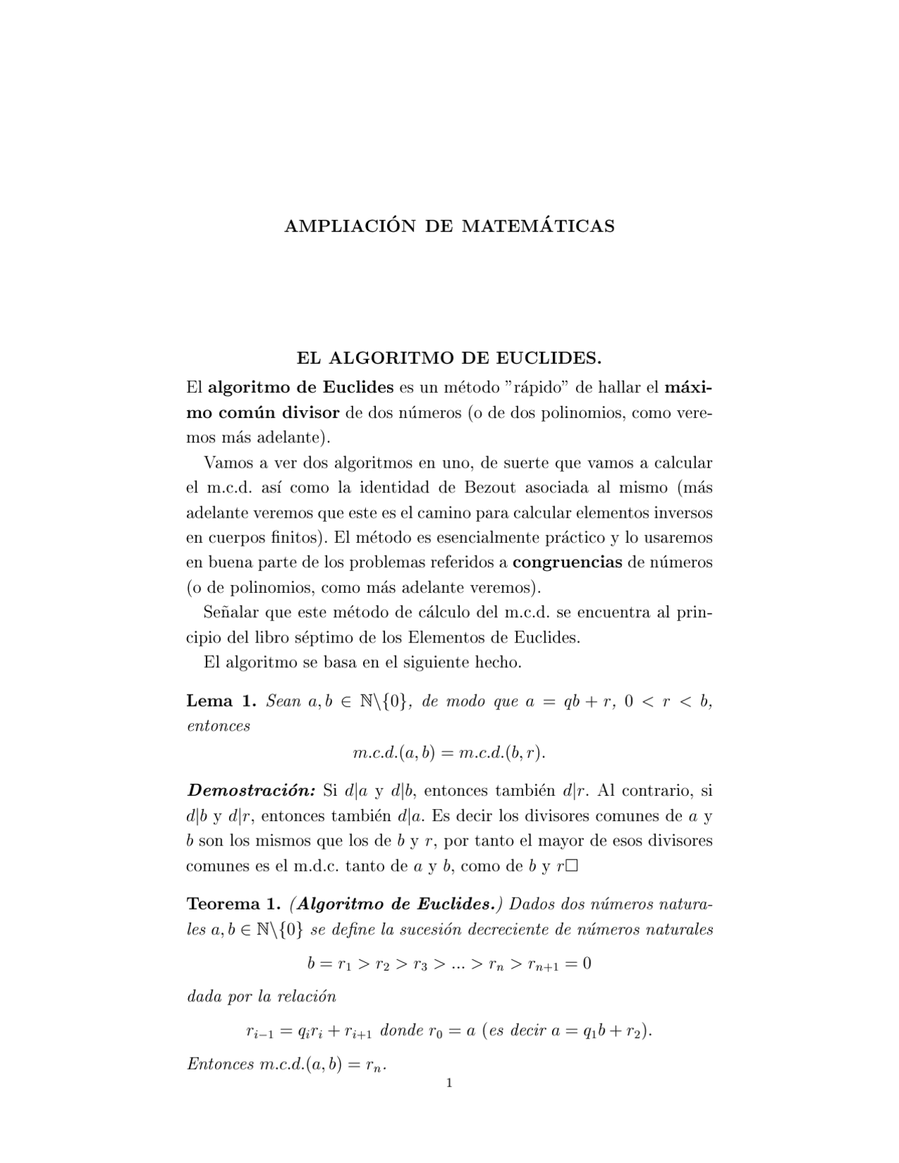 Algoritmo De Euclides Docsity