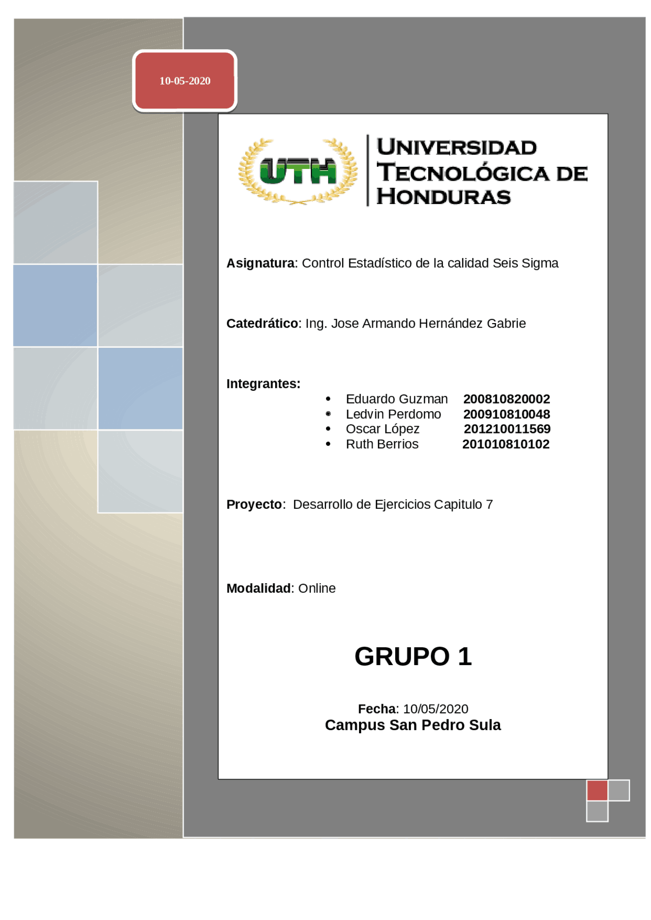 Tarea Grupal Control Estadistico De La Calidad Ejercicios De Gestión