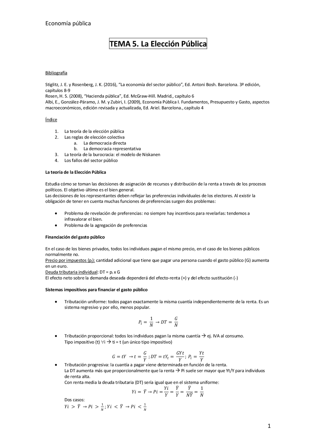 Tema 5 La Elección Pública - Docsity