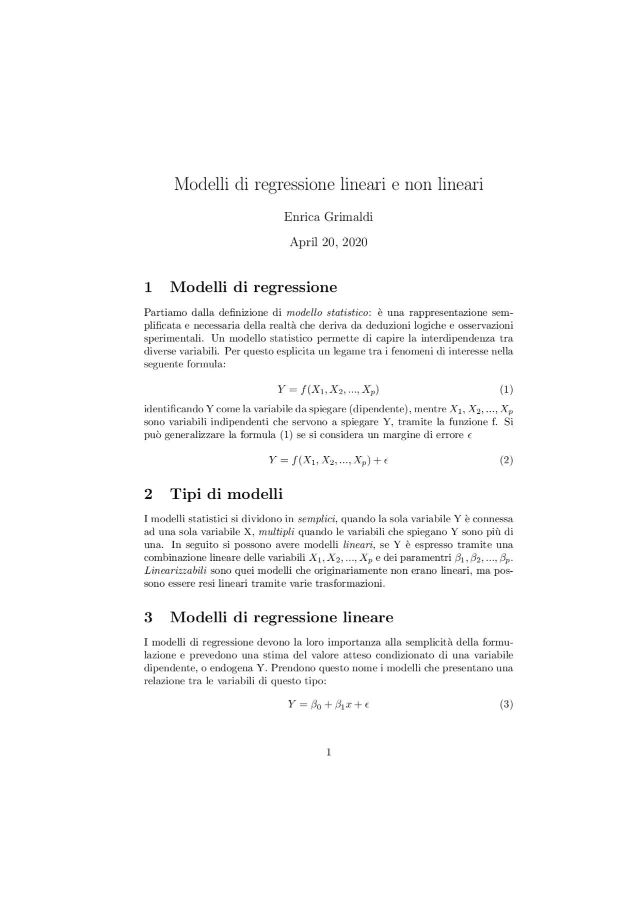 Modelli Di Regressione Docsity