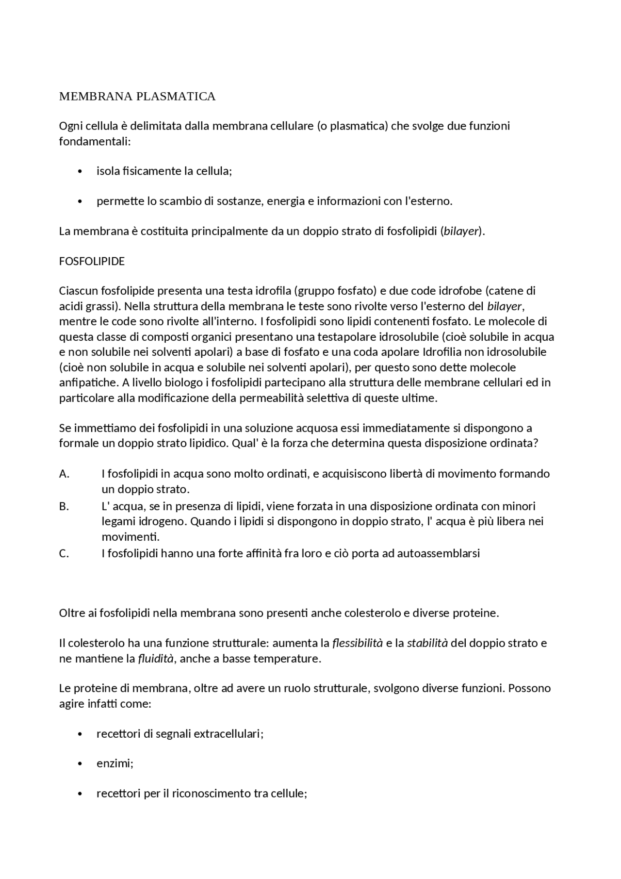 La Membrana Plasmatica Docsity