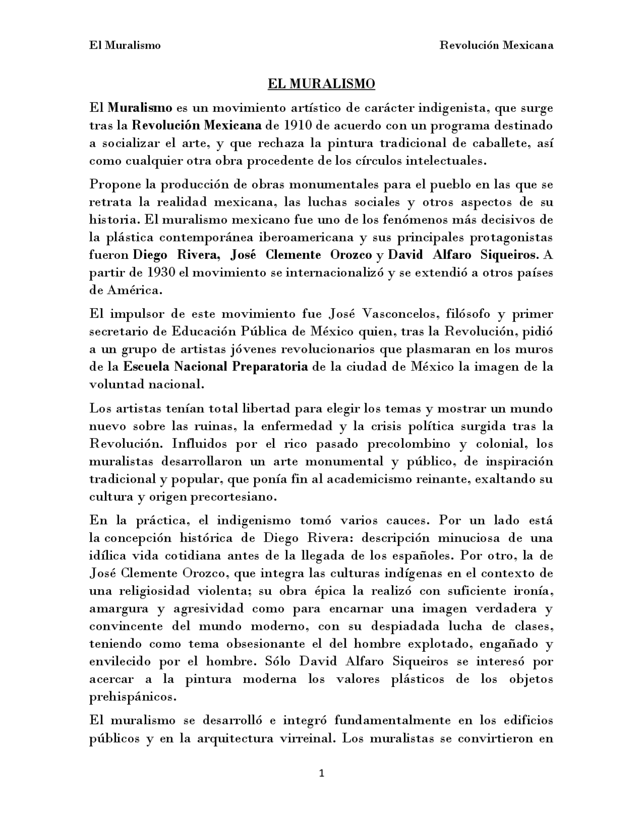 El Muralismo - Revolucion Mexicana - Docsity