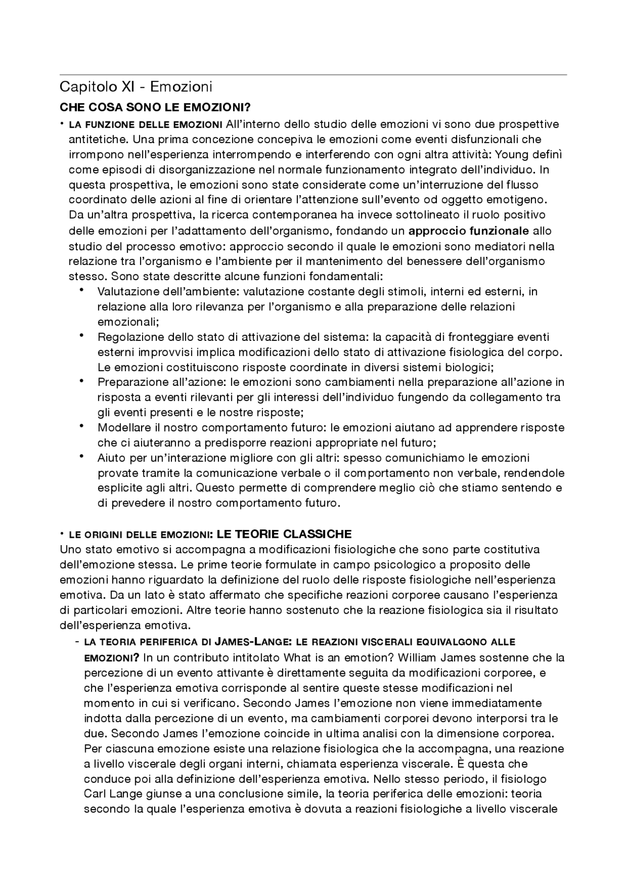 Emozioni Riassunto Docsity