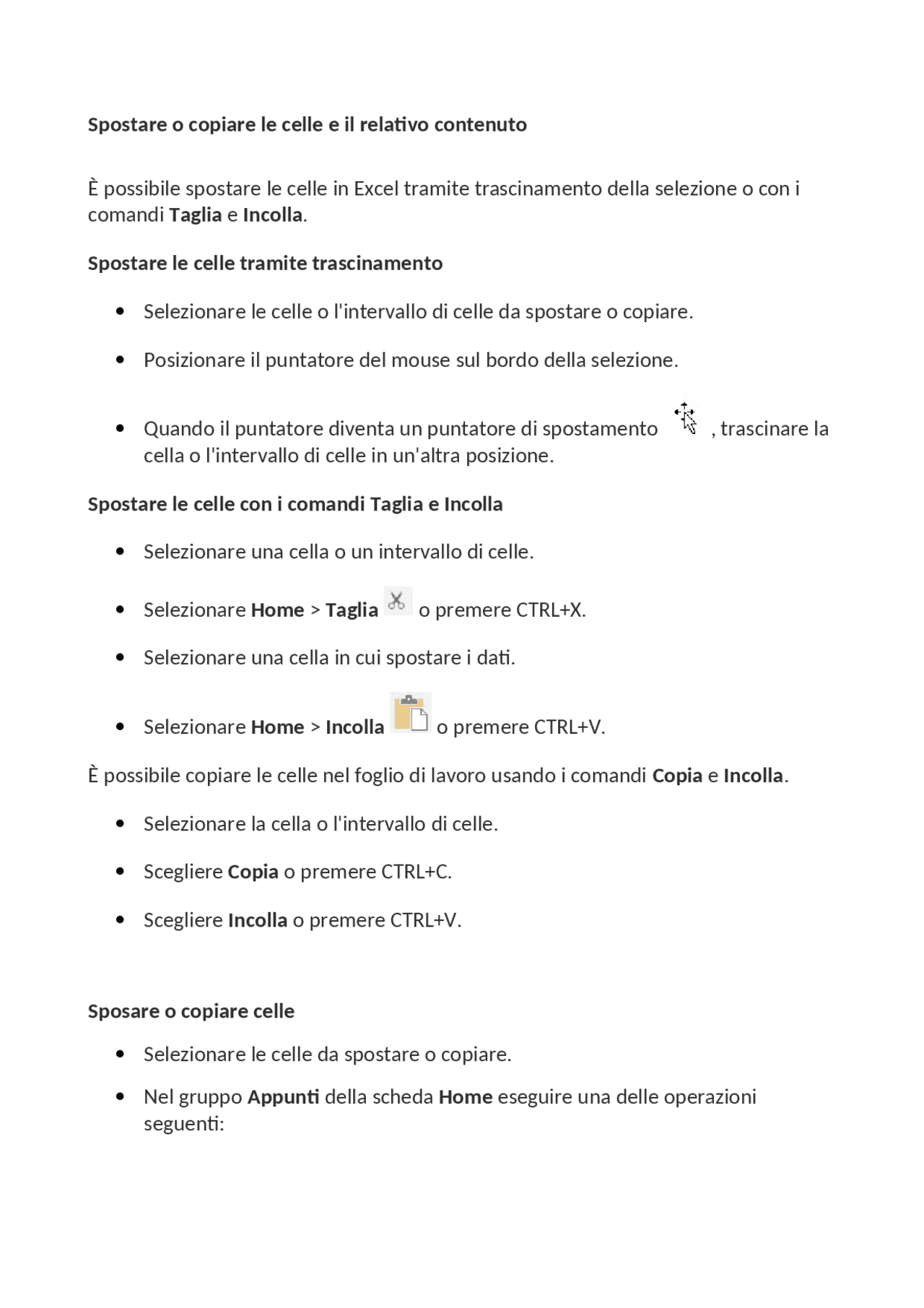 Riassunto Utilizzo Microsoft Excel Celle Docsity