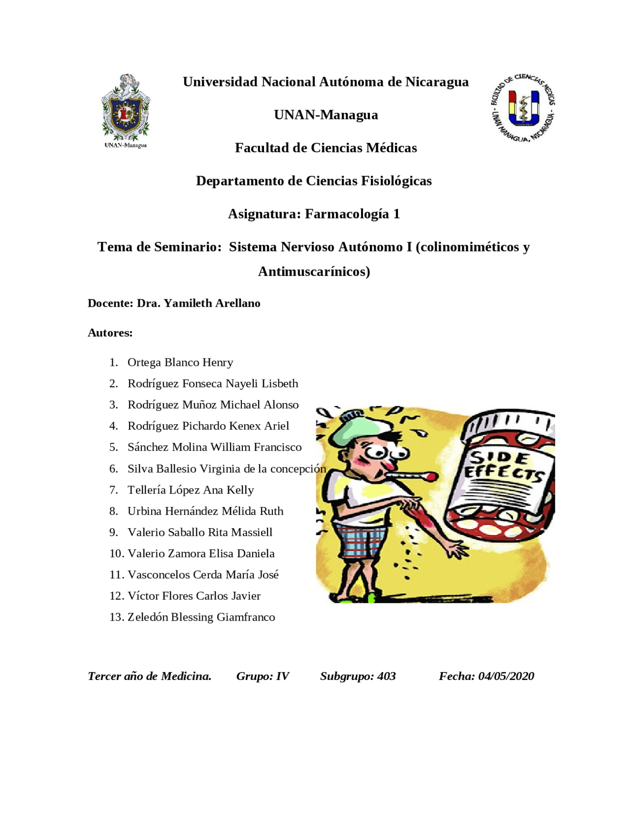 Fármacos Del Sistema Nervioso Autónomo 1 Docsity