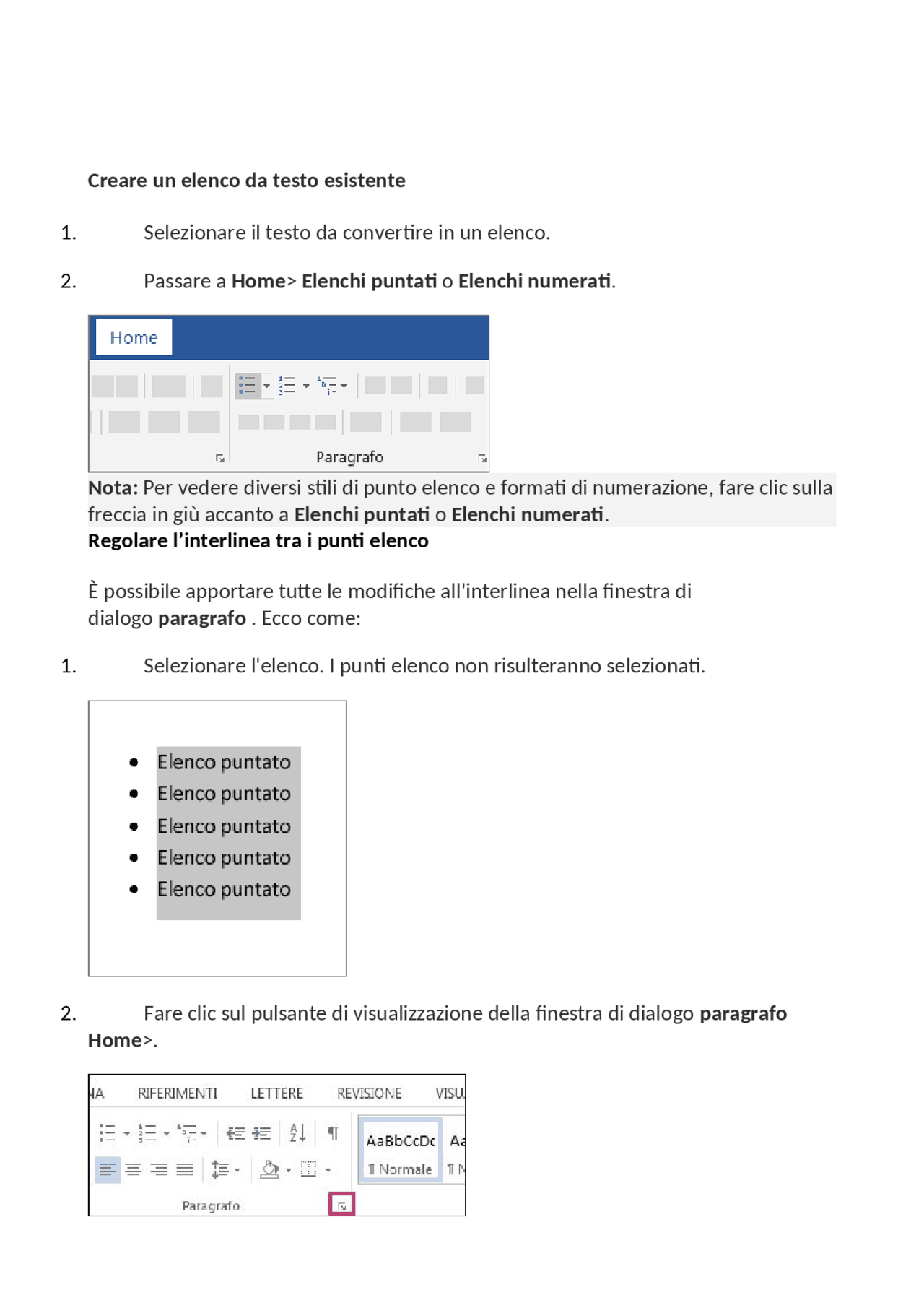 Riassunto Utilizzo Microsoft Word Elenchi Con Punti Docsity
