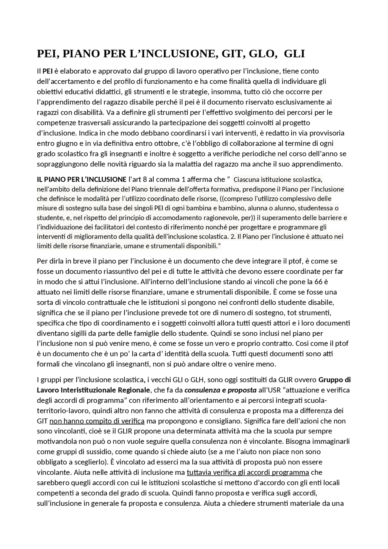 Legislazione Scolastica Inclusiva Docsity